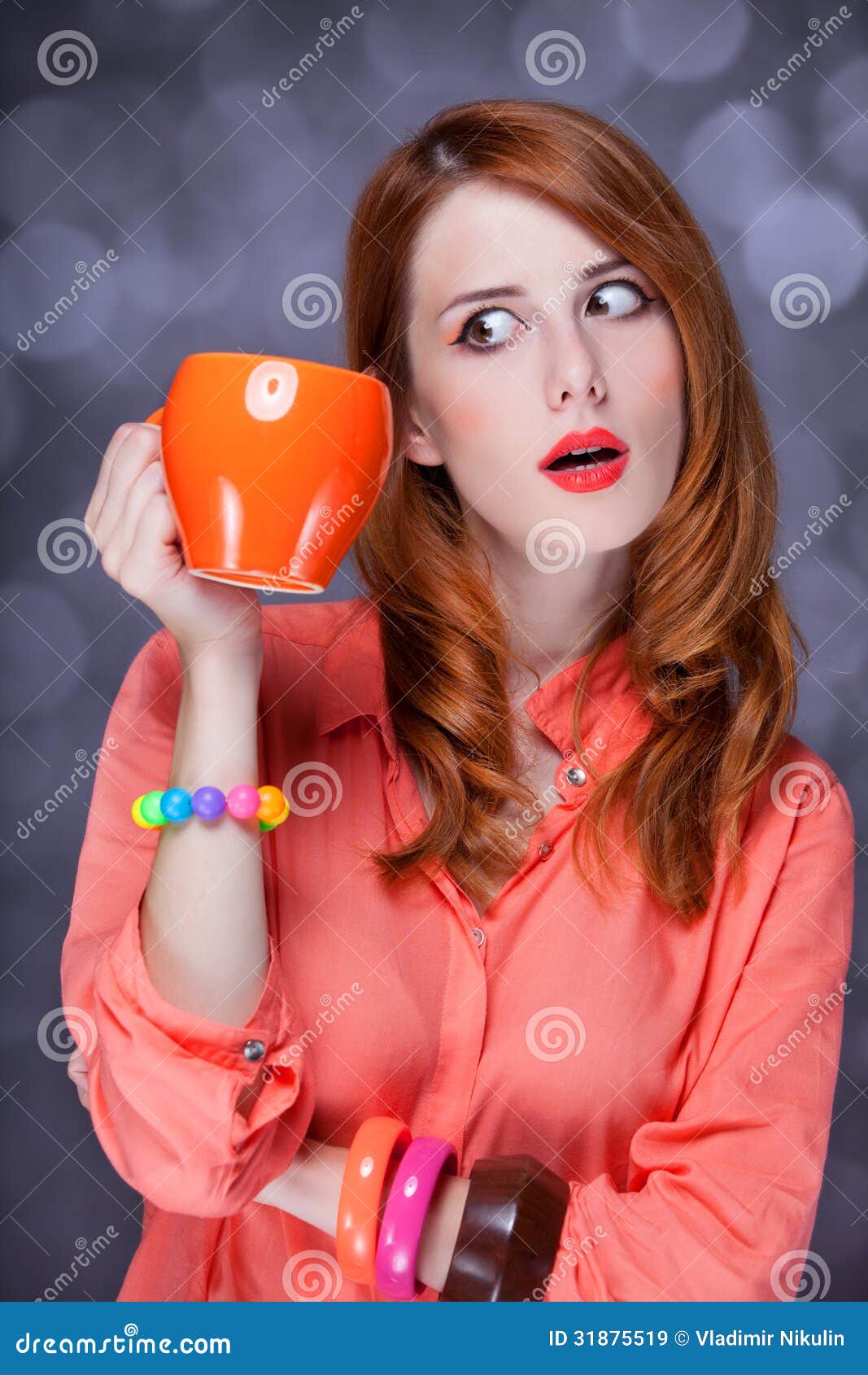 Girl with cup. stock image. Image of european, hipster - 31875519