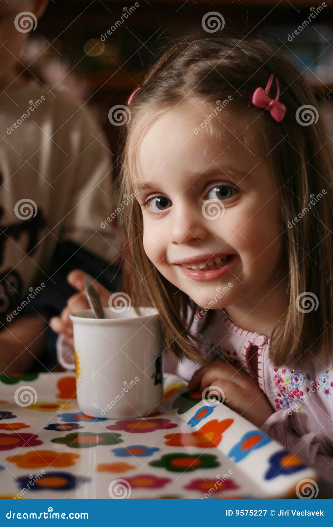 Girl and the cup of tea stock image. Image of cheerful - 9575227