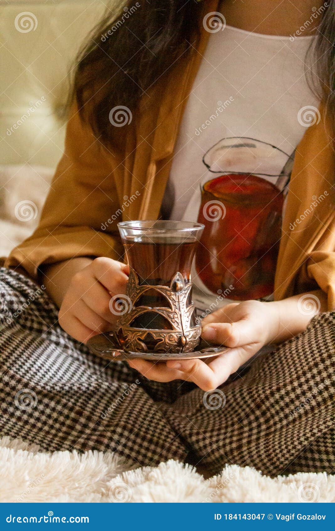 Girl with a Cup of Tea in Her Hands Stock Image - Image of english ...