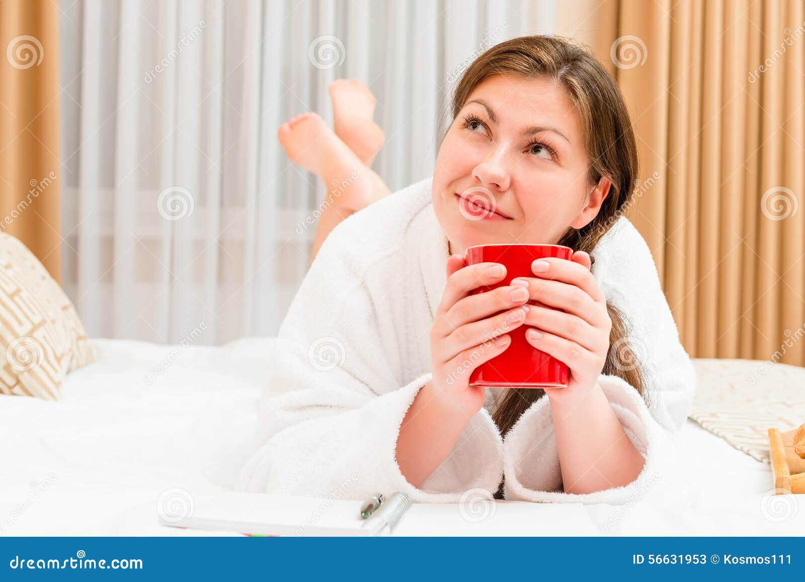 Girl with a Cup of Tea Thinking Stock Image - Image of enjoyment ...