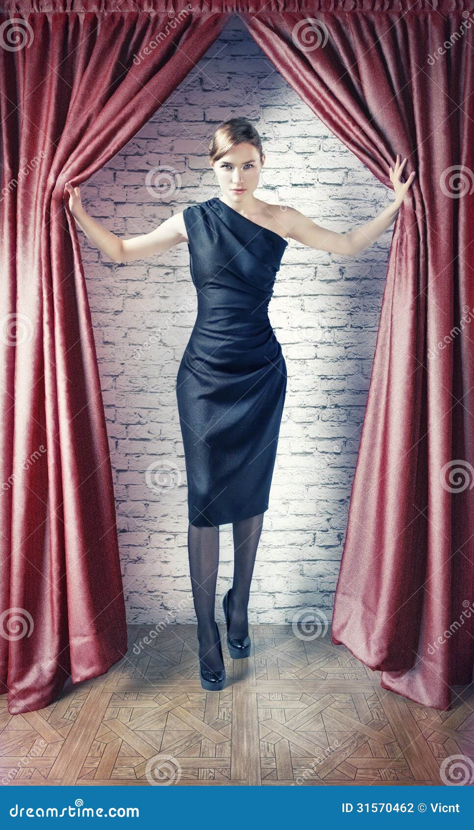 Girl and curtains stock photo. Image of beauty, glamour - 31570462