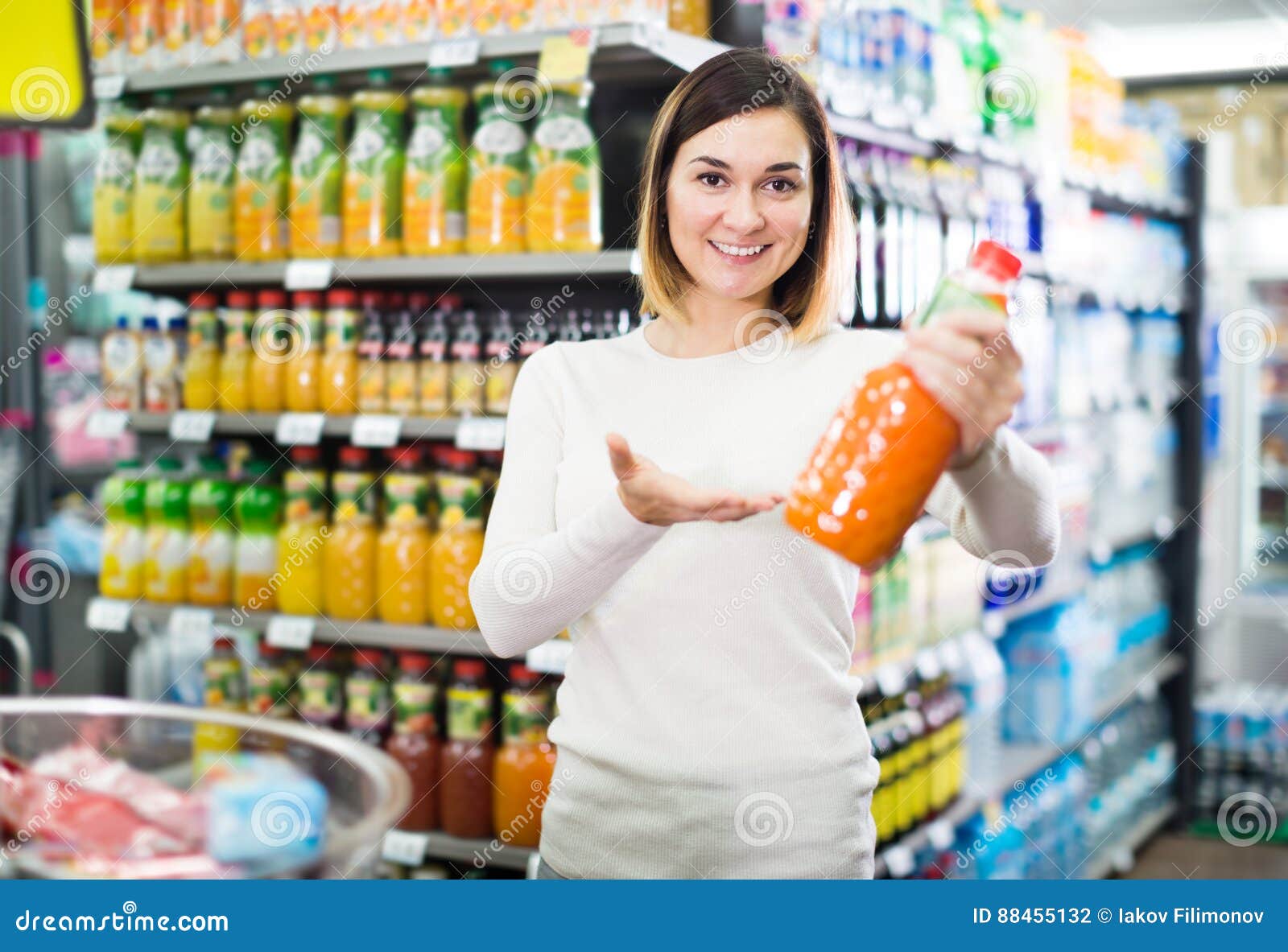 Girl Customer Looking for Refreshing Beverages Stock Photo - Image of ...