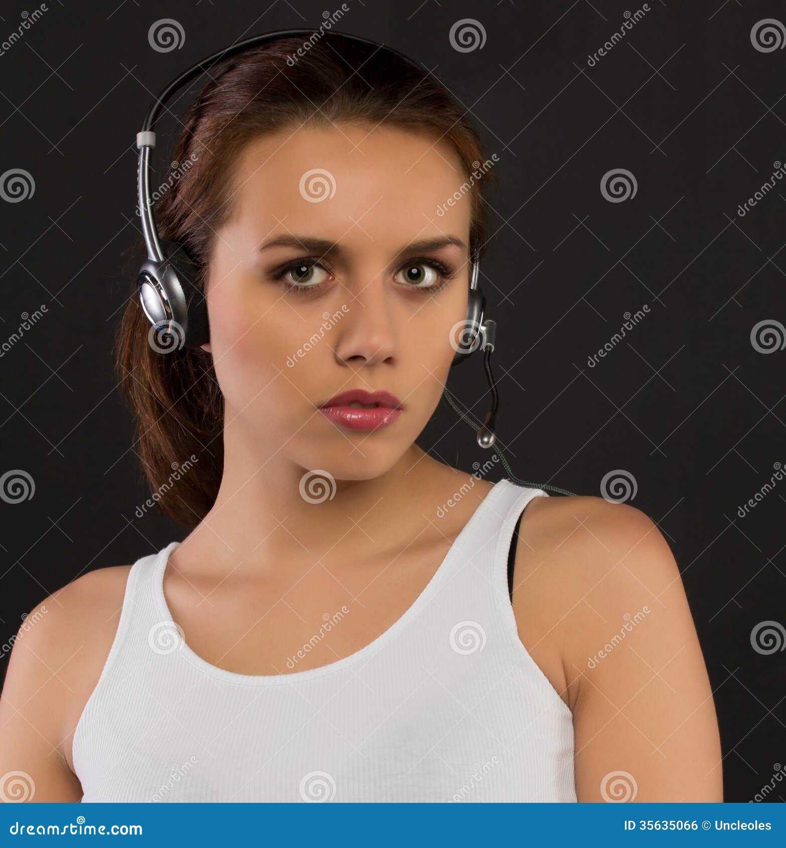 Girl from Customer Services Stock Photo - Image of headset, isolated ...