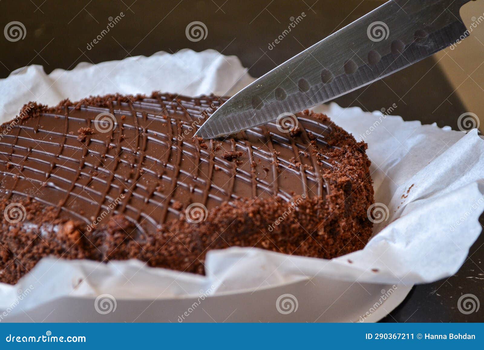 The Girl is Cutting the Cake Stock Image - Image of caucasian ...