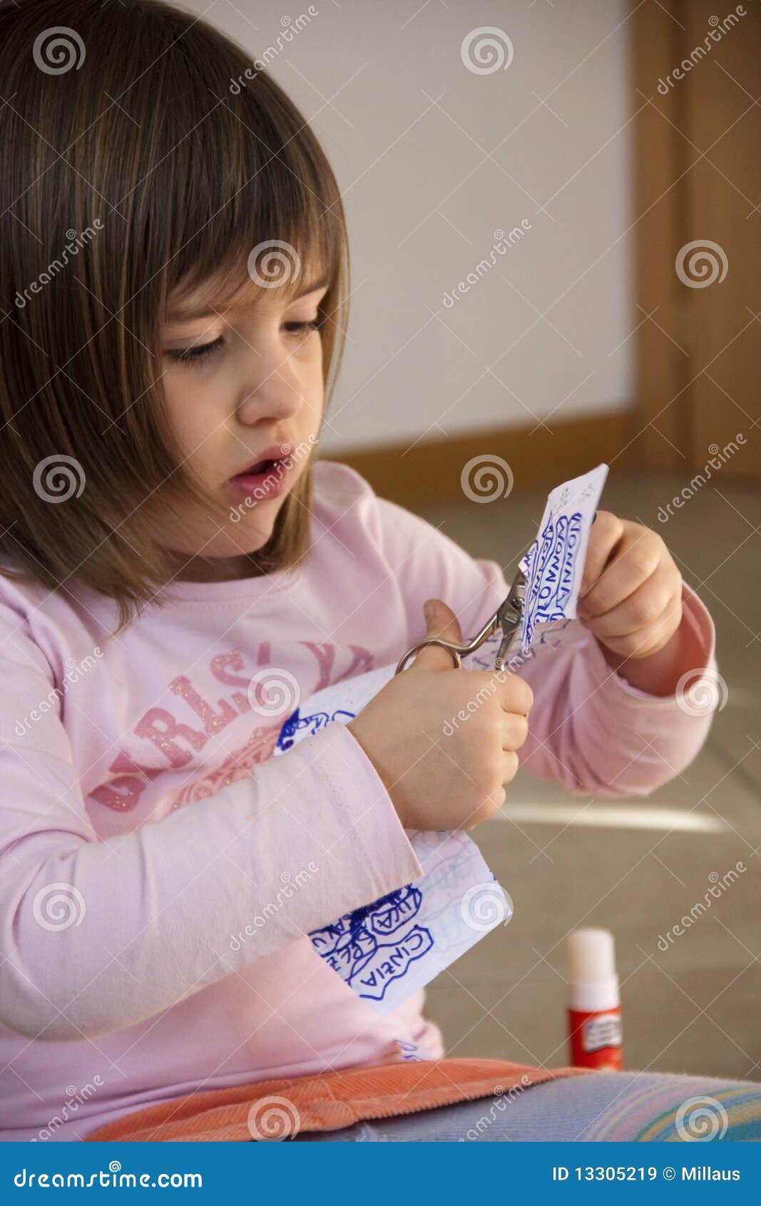 Girl cutting paper stock image. Image of school, play - 13305219