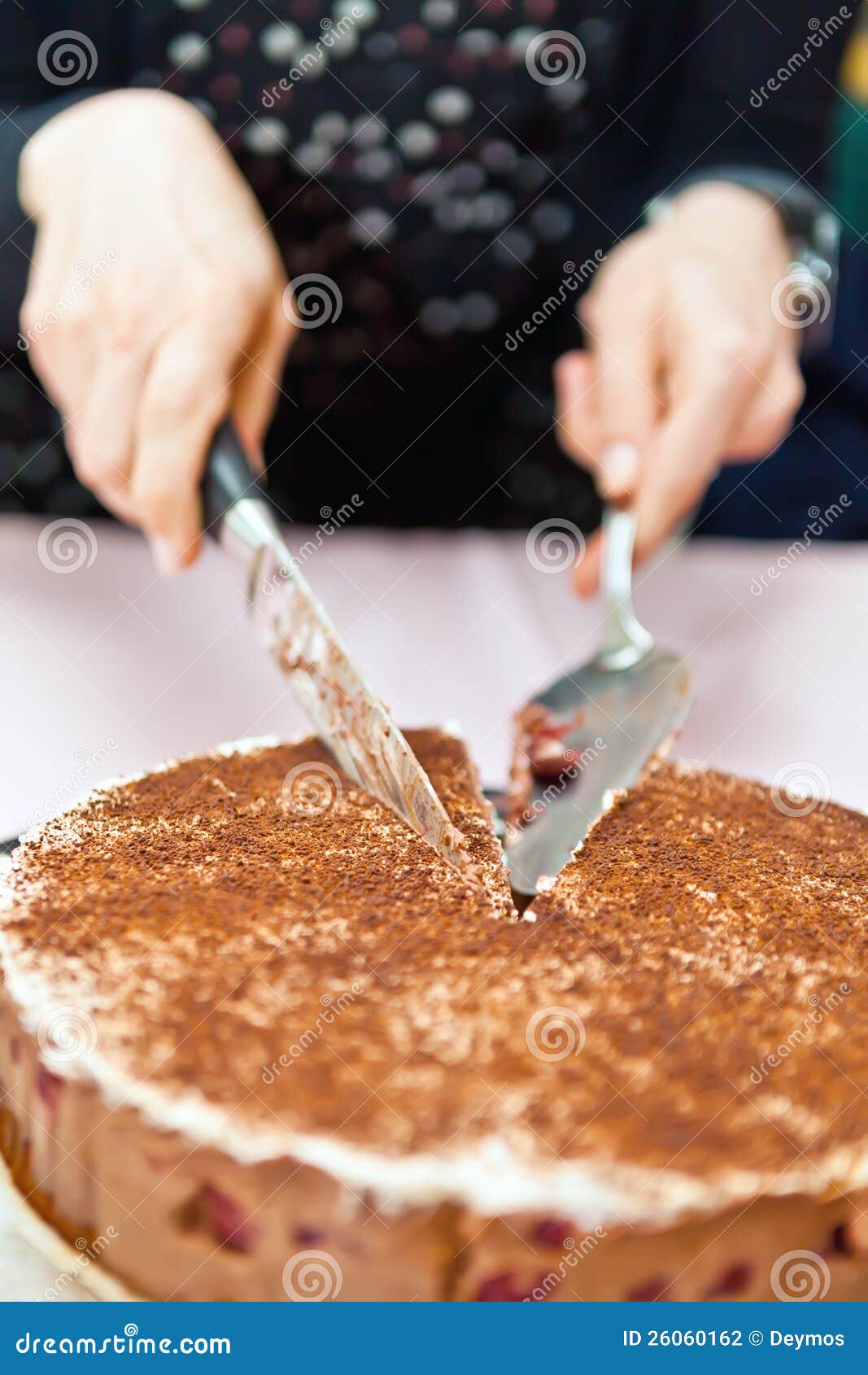 Girl Cutting a Slice from the Cake Stock Photo - Image of bake, home ...