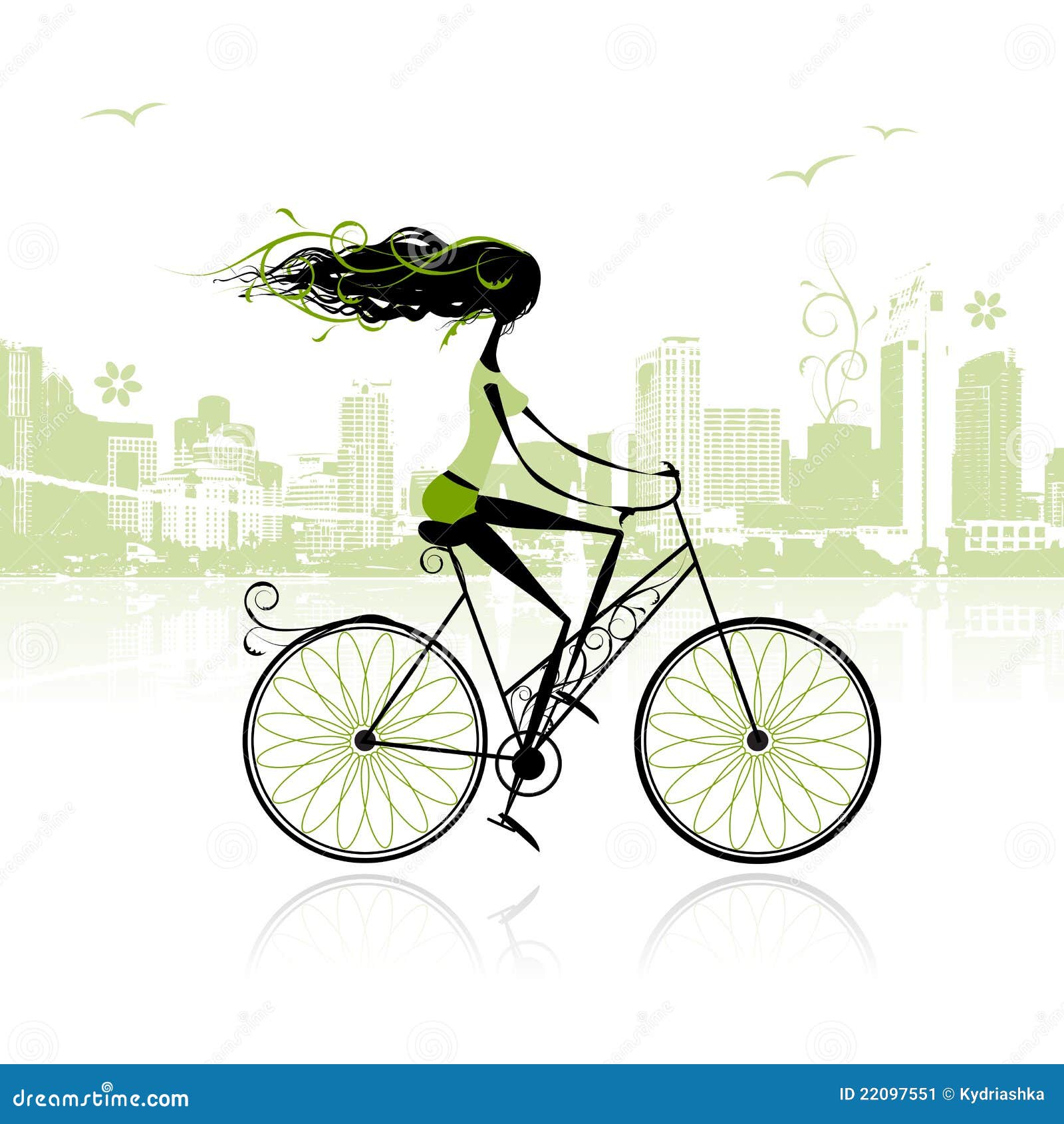 Girl cycling in the city stock vector. Illustration of girl - 22097551