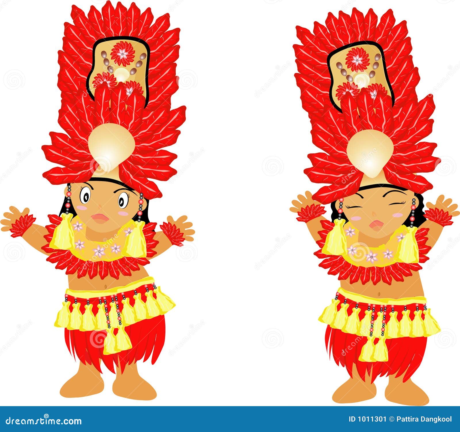 Set Girl In Dance. Beautiful Graceful Hawaiian Girl Dancing Hula In ...