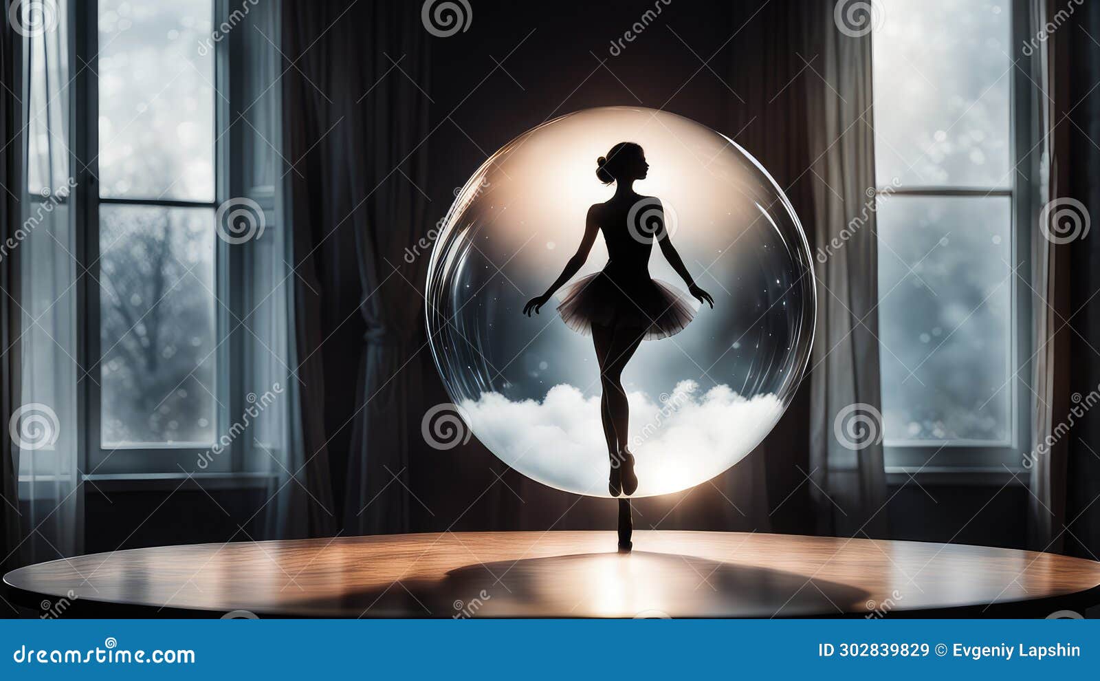 A Dancer Girl and a Glass Ball. Generated by AI. Stock Illustration ...