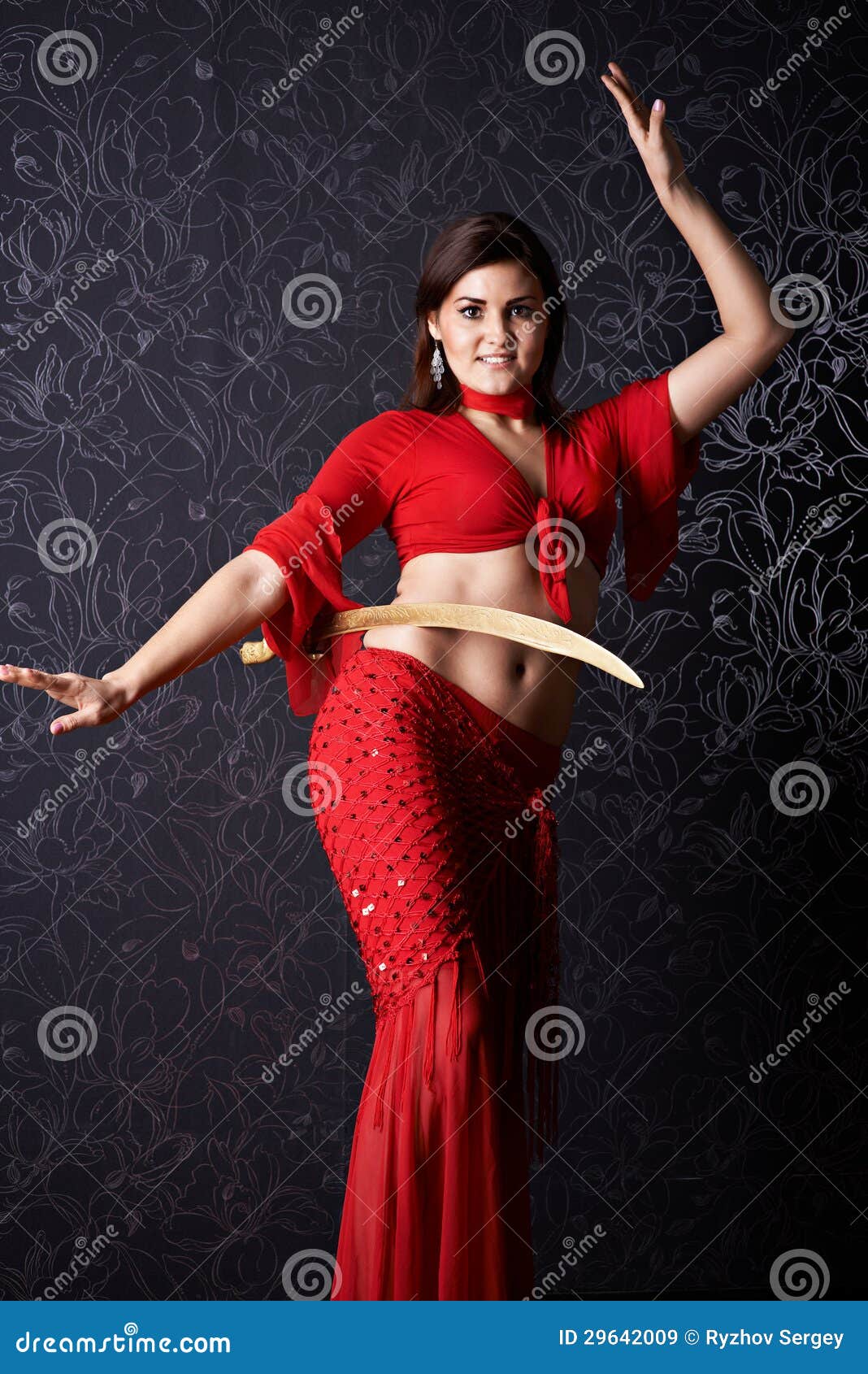Girl Dances East Dance with Saber Stock Image - Image of dancing ...