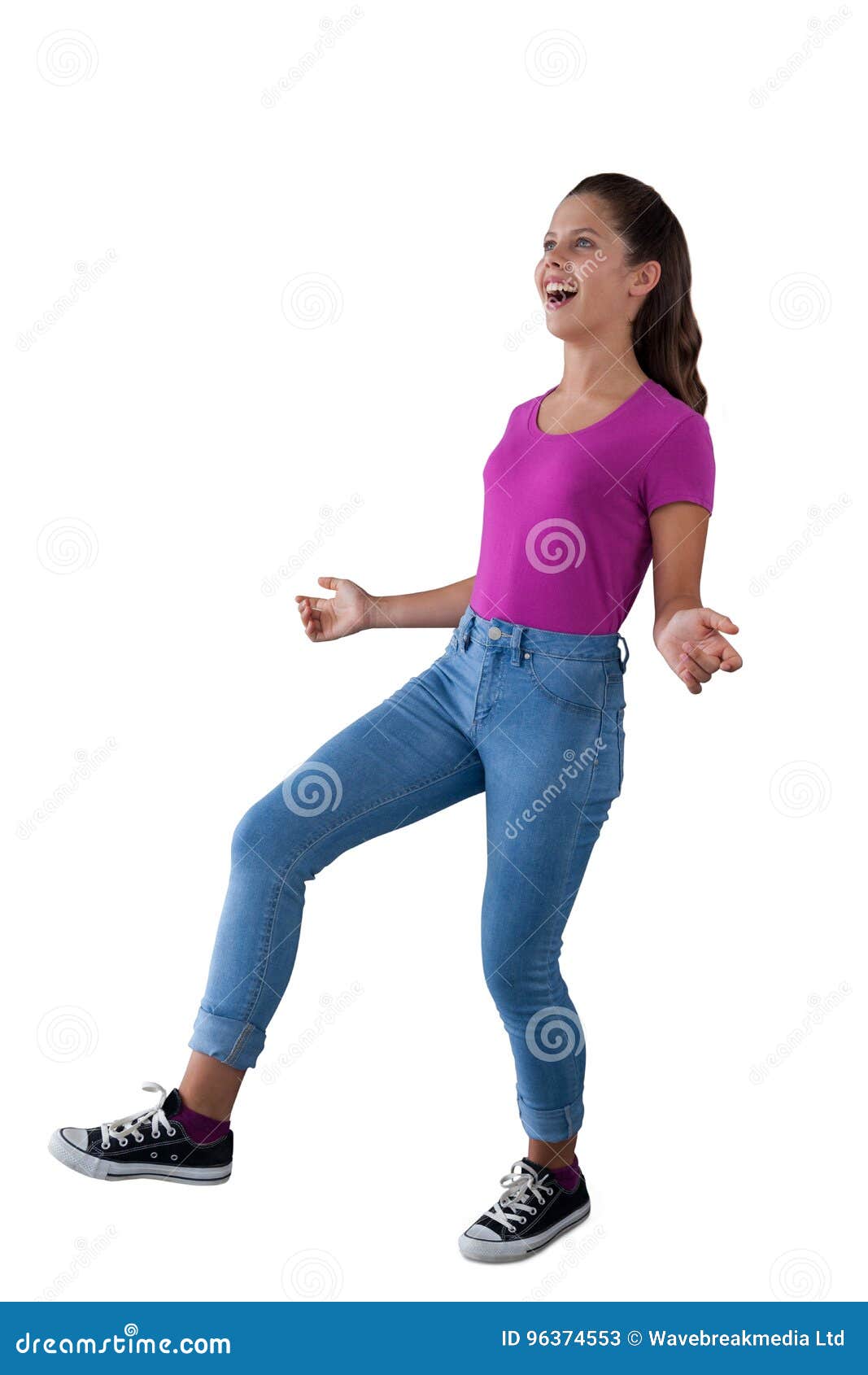 Girl Dancing Against White Background Stock Image - Image of adorable ...