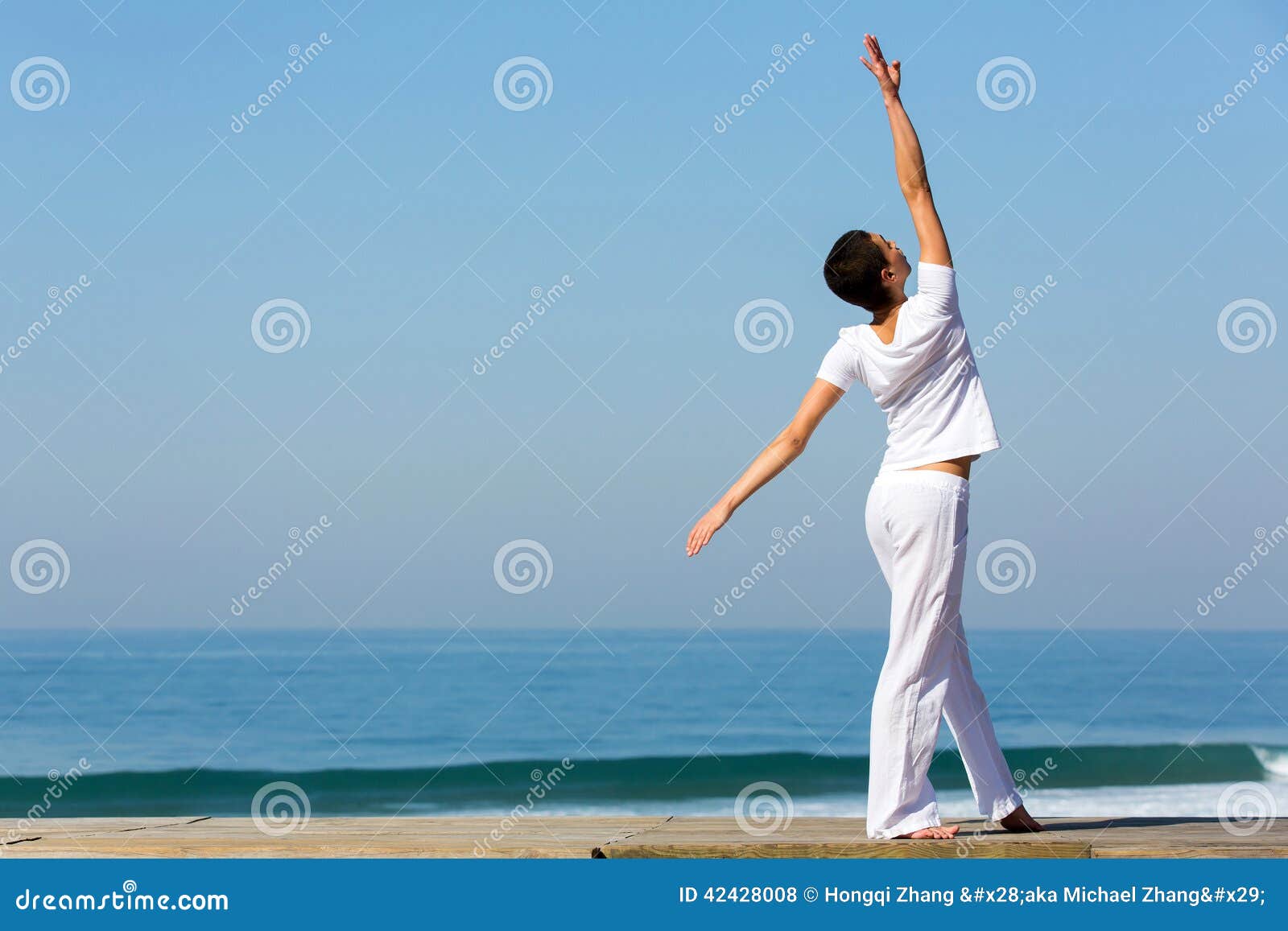 Girl dancing beach stock photo. Image of flexible, ocean - 42428008