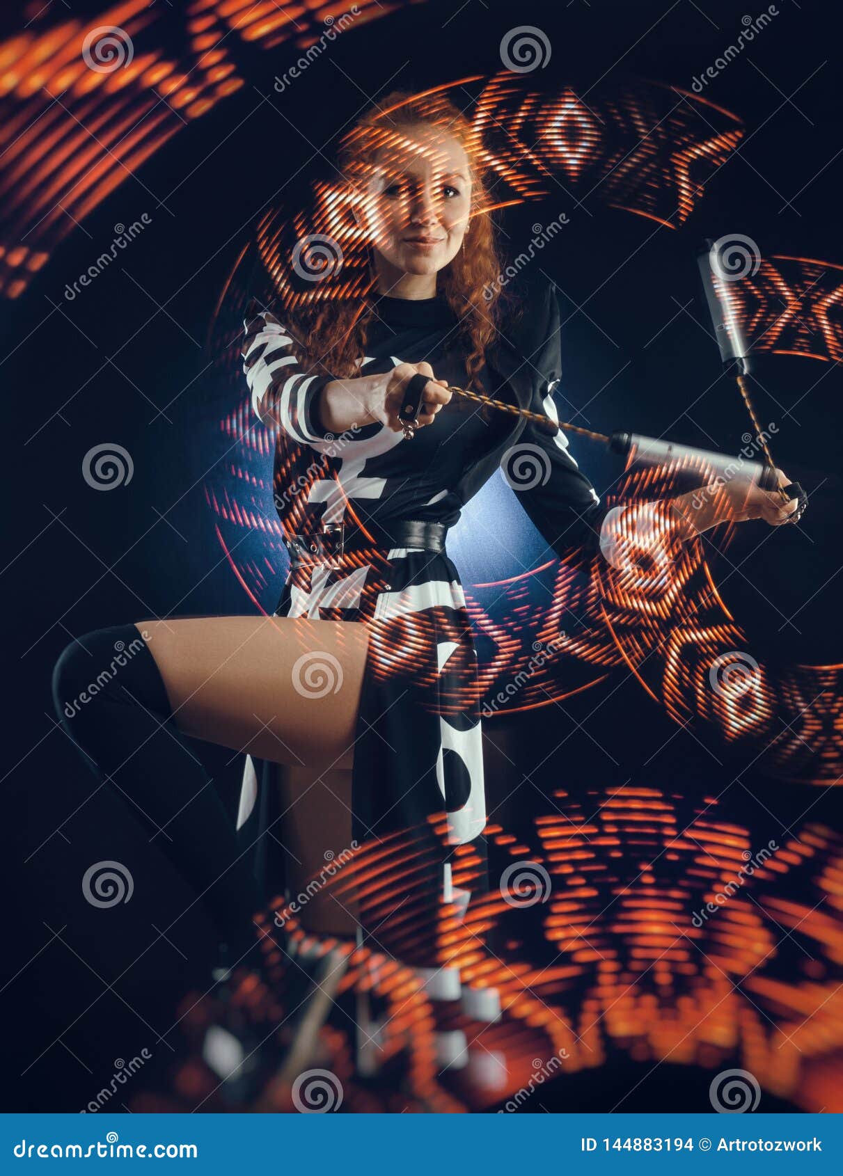 Girl dancing light show stock photo. Image of dance - 144883194