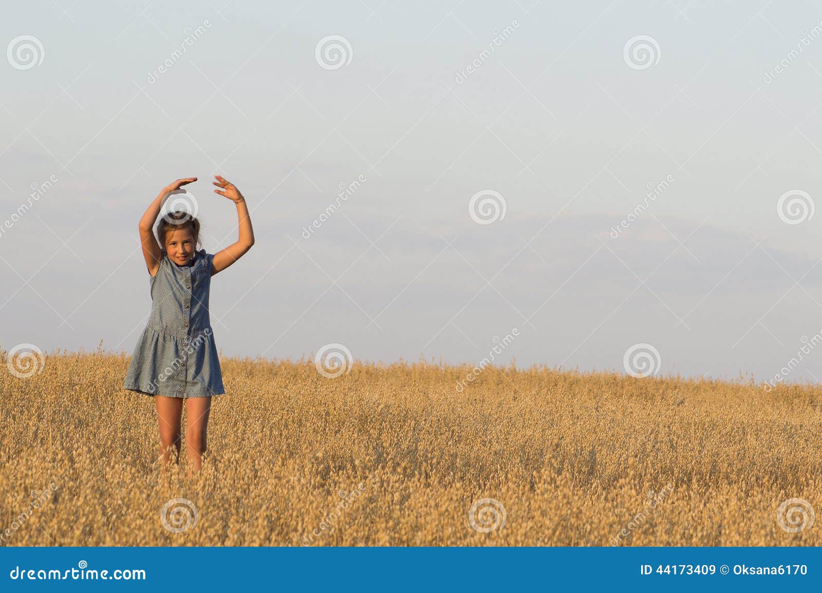 The Girl is Dancing in Oat Field. Stock Image - Image of walk, joyful ...