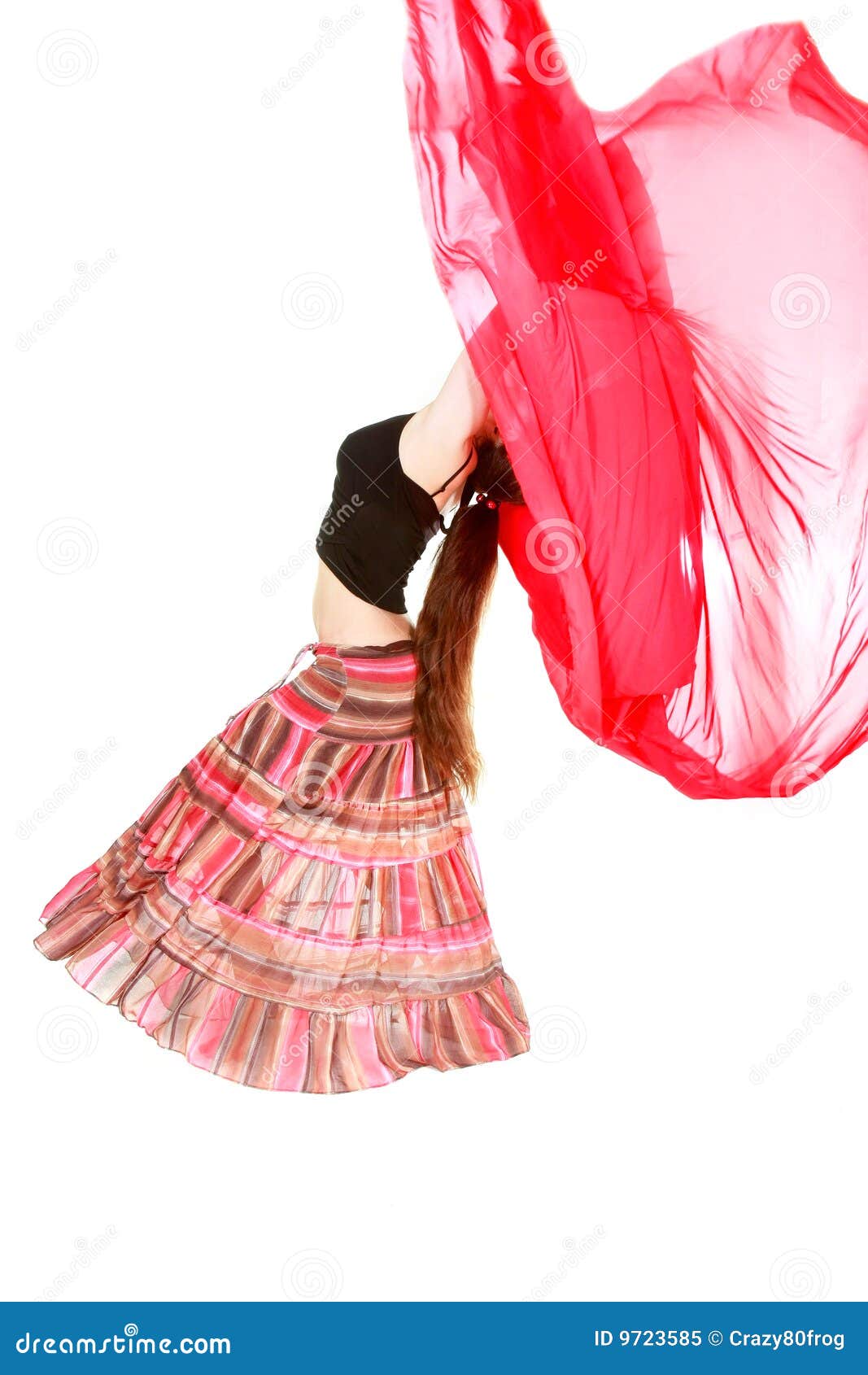 Girl Dancing with Red Scarf Stock Image - Image of ethnic, elegance ...