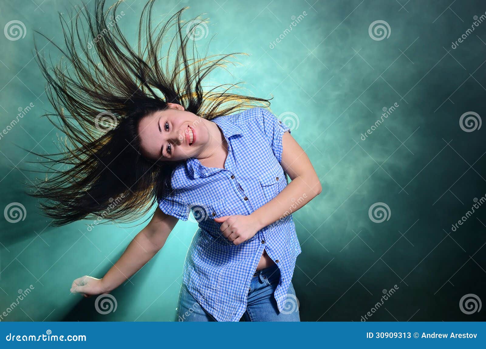 Girl dancing in smoke stock image. Image of beautiful - 30909313