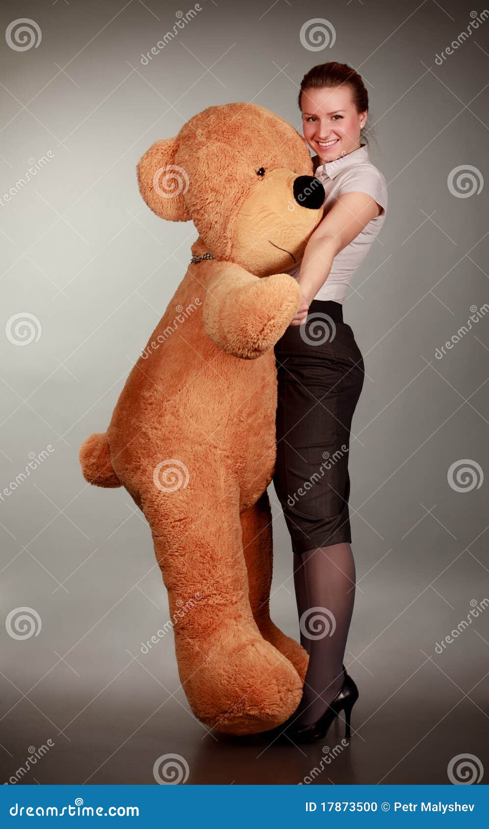 Girl dancing with toy bear stock photo. Image of high - 17873500