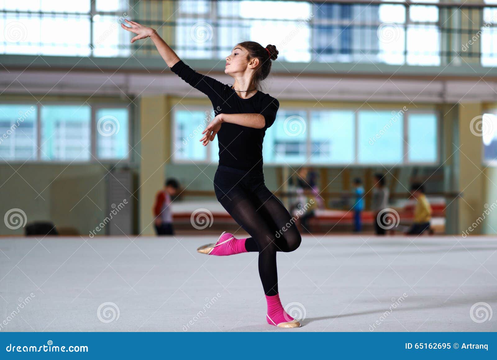 Girl Dancing on Training Rhythmic Gymnastics Stock Image - Image of ...