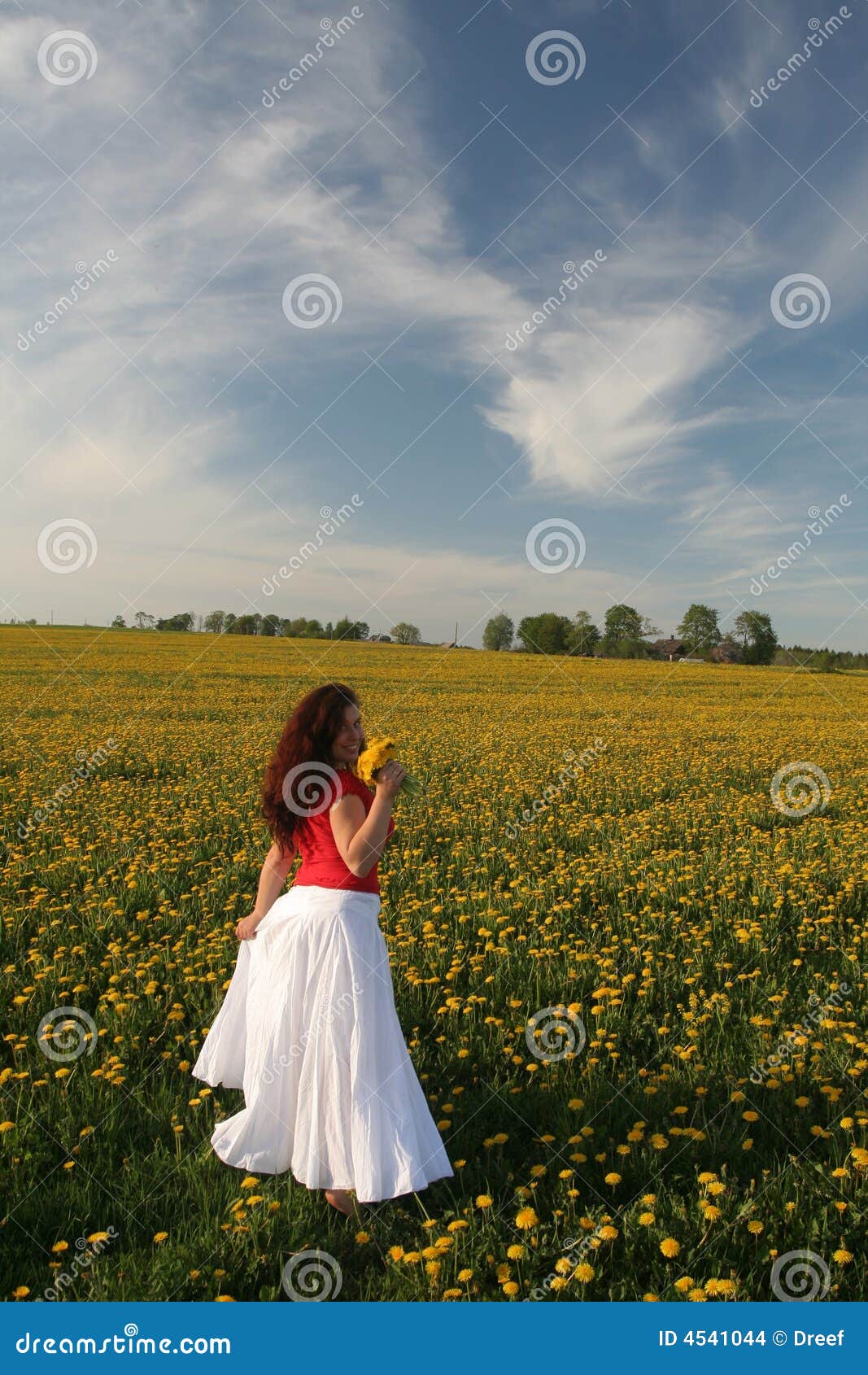 Girl in dandelion field stock photo. Image of dandelion - 4541044