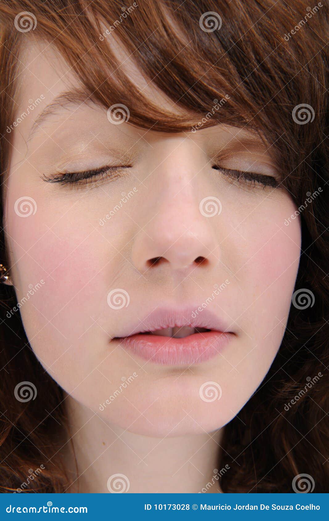 Girl Daydreaming with Eyes Closed Stock Photo - Image of makeup, human ...