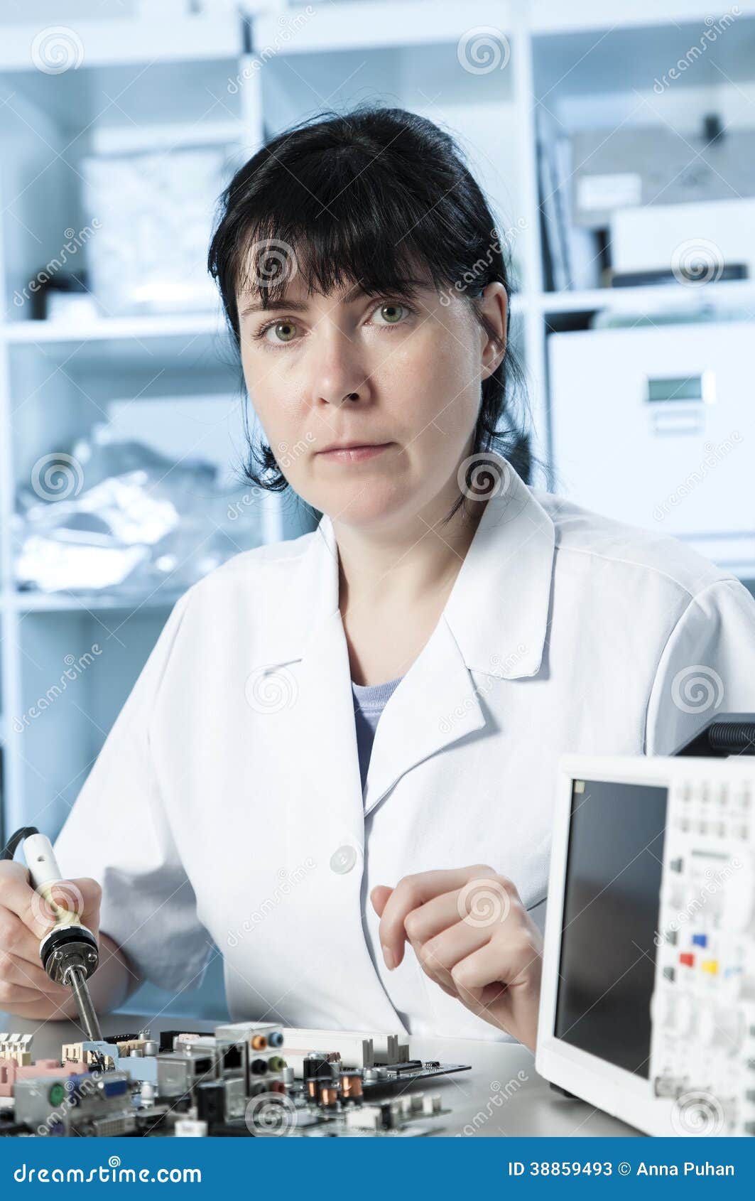 Girl Debugging an Electronic Precision Device Stock Image - Image of ...