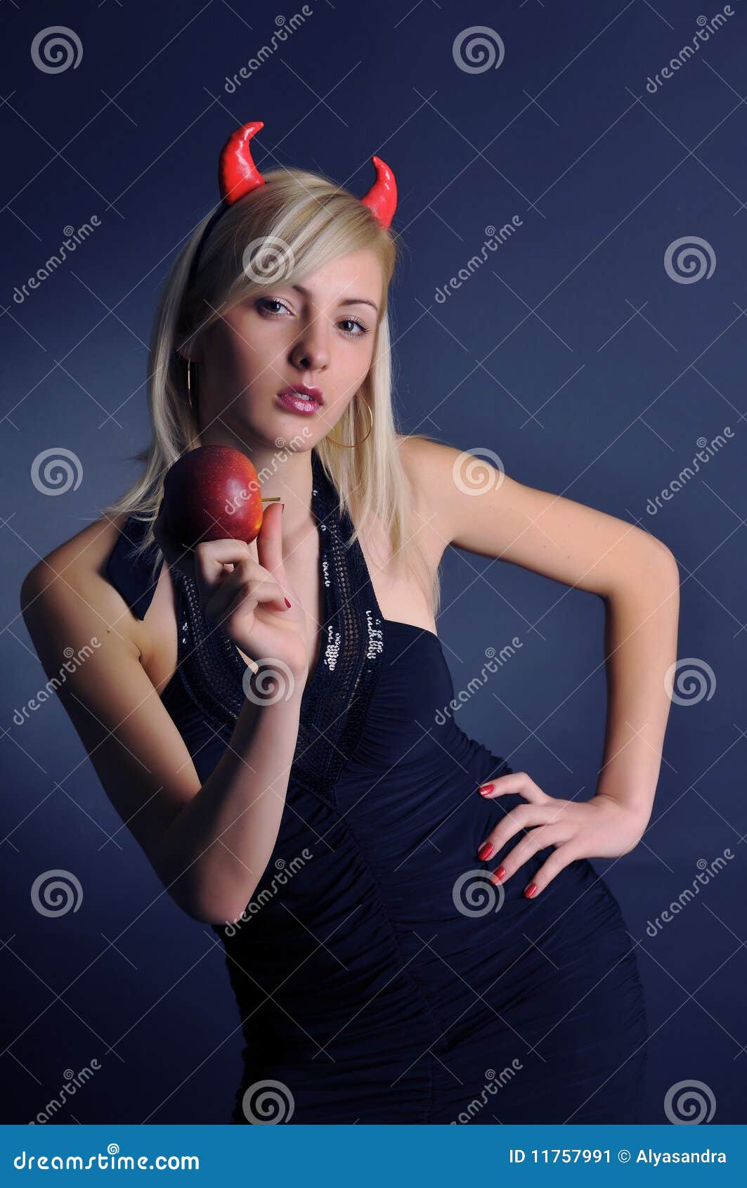 The Girl a Demon with a Magic Apple Stock Image - Image of girl, exotic ...