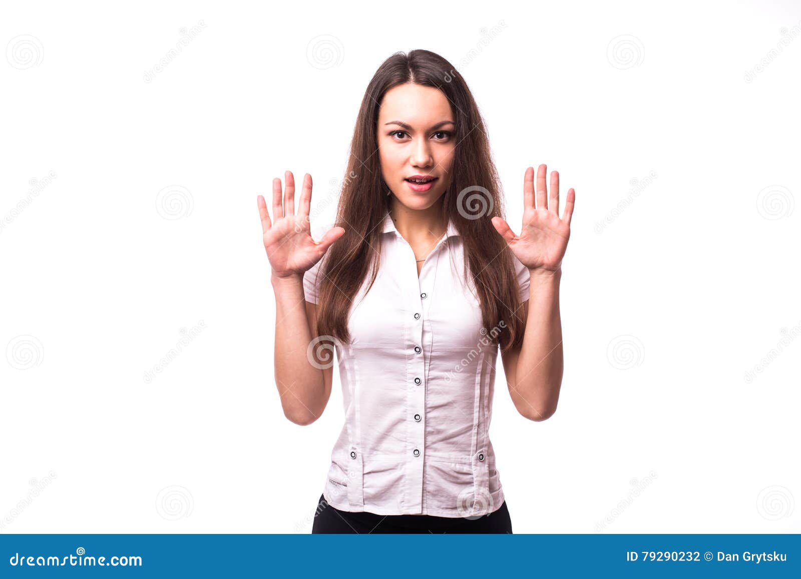 Girl Demonstrate Stop Gesture Stock Photo - Image of beauty, girl: 79290232