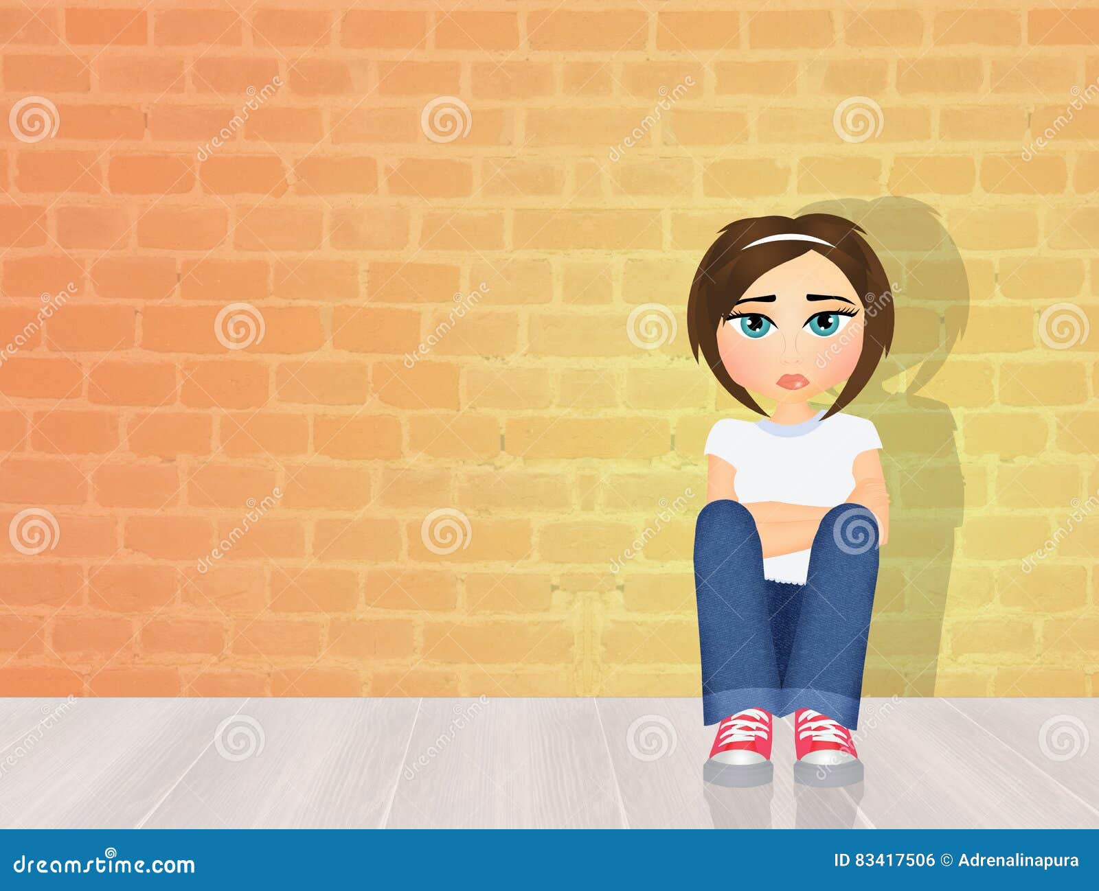 Girl with depression stock illustration. Illustration of strength ...