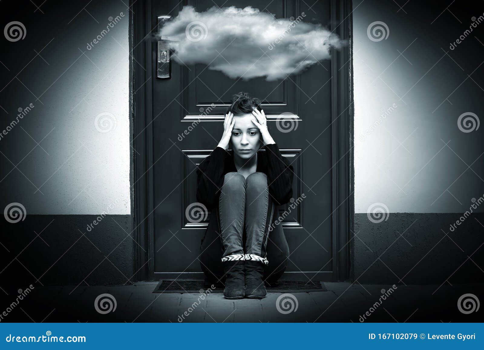 Girl in Depression Problem Alone Stock Image - Image of regret, female ...