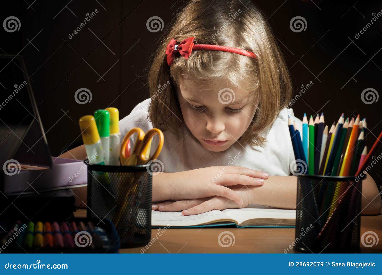 Girl at the desk stock image. Image of caucasian, leisure - 28692079