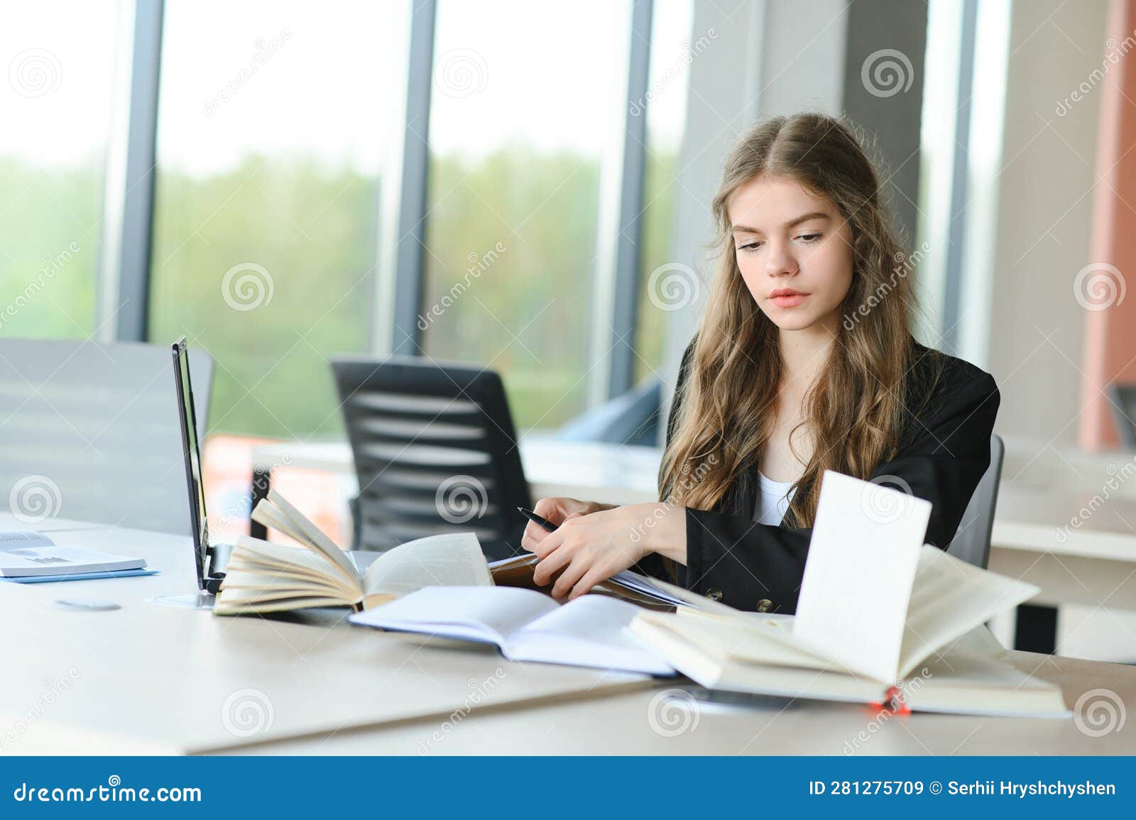 Girl at the desk in school stock image. Image of person - 281275709