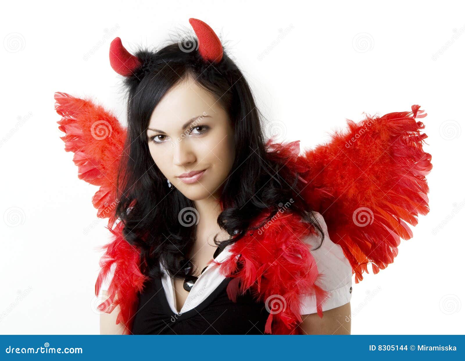 Girl in a Devil Costume with a Gift Stock Photo - Image of female ...