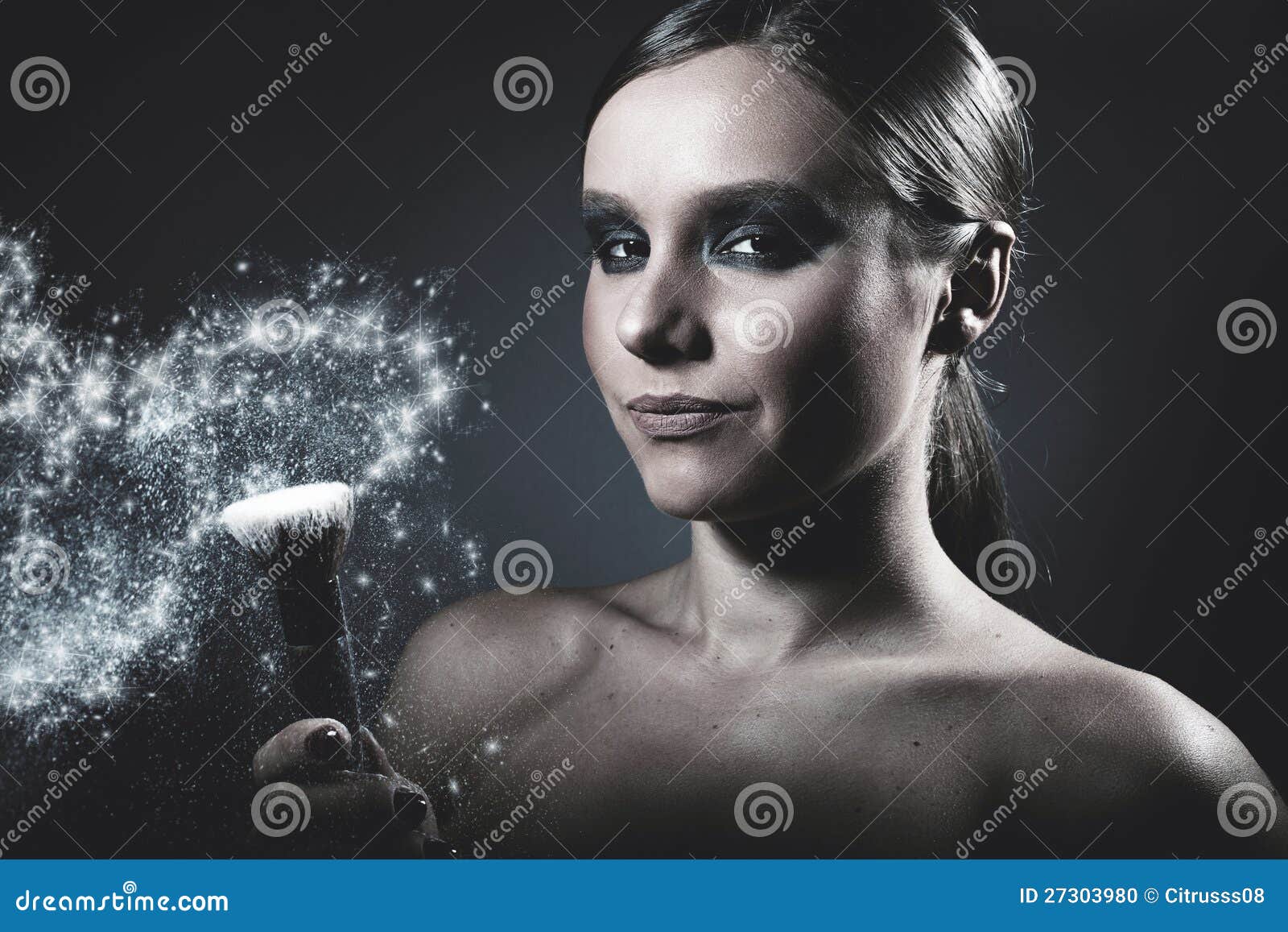 Girl and a diamond powder stock photo. Image of brush - 27303980