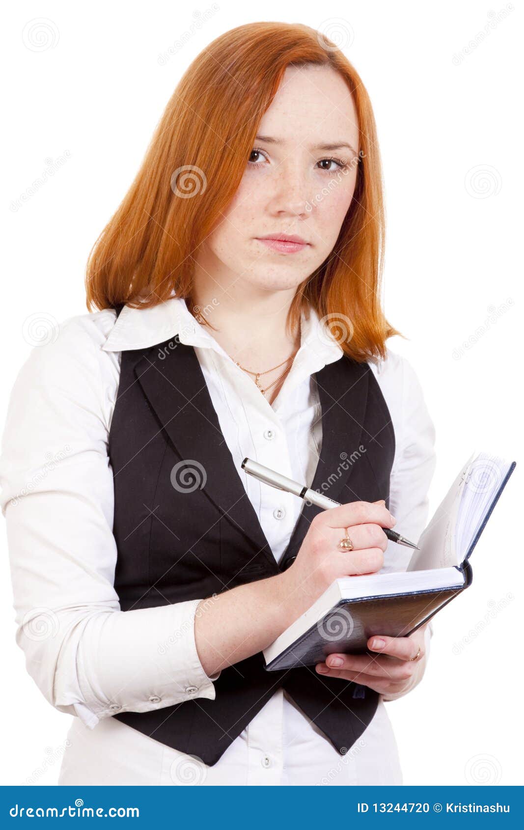 Girl with diary stock photo. Image of redhead, cute, girl - 13244720