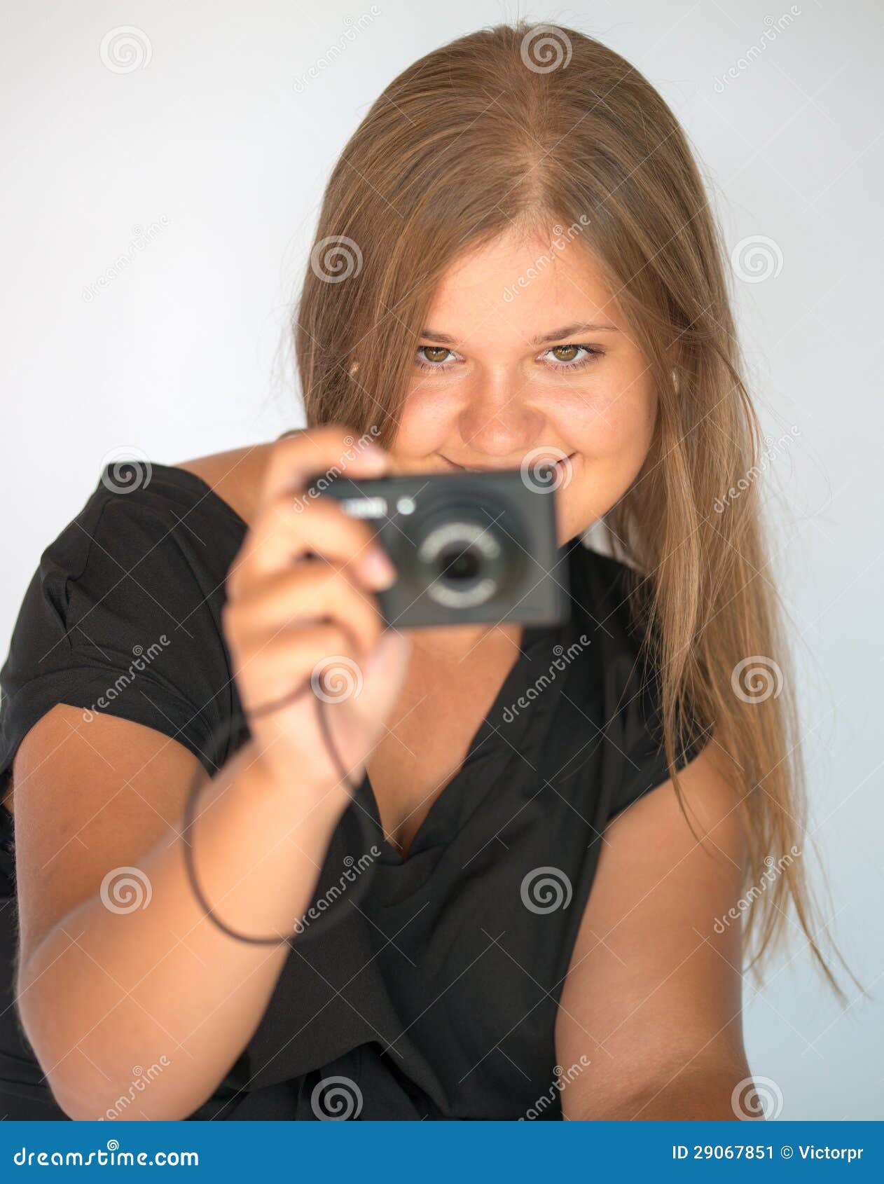 Girl with digital camera stock image. Image of woman - 29067851