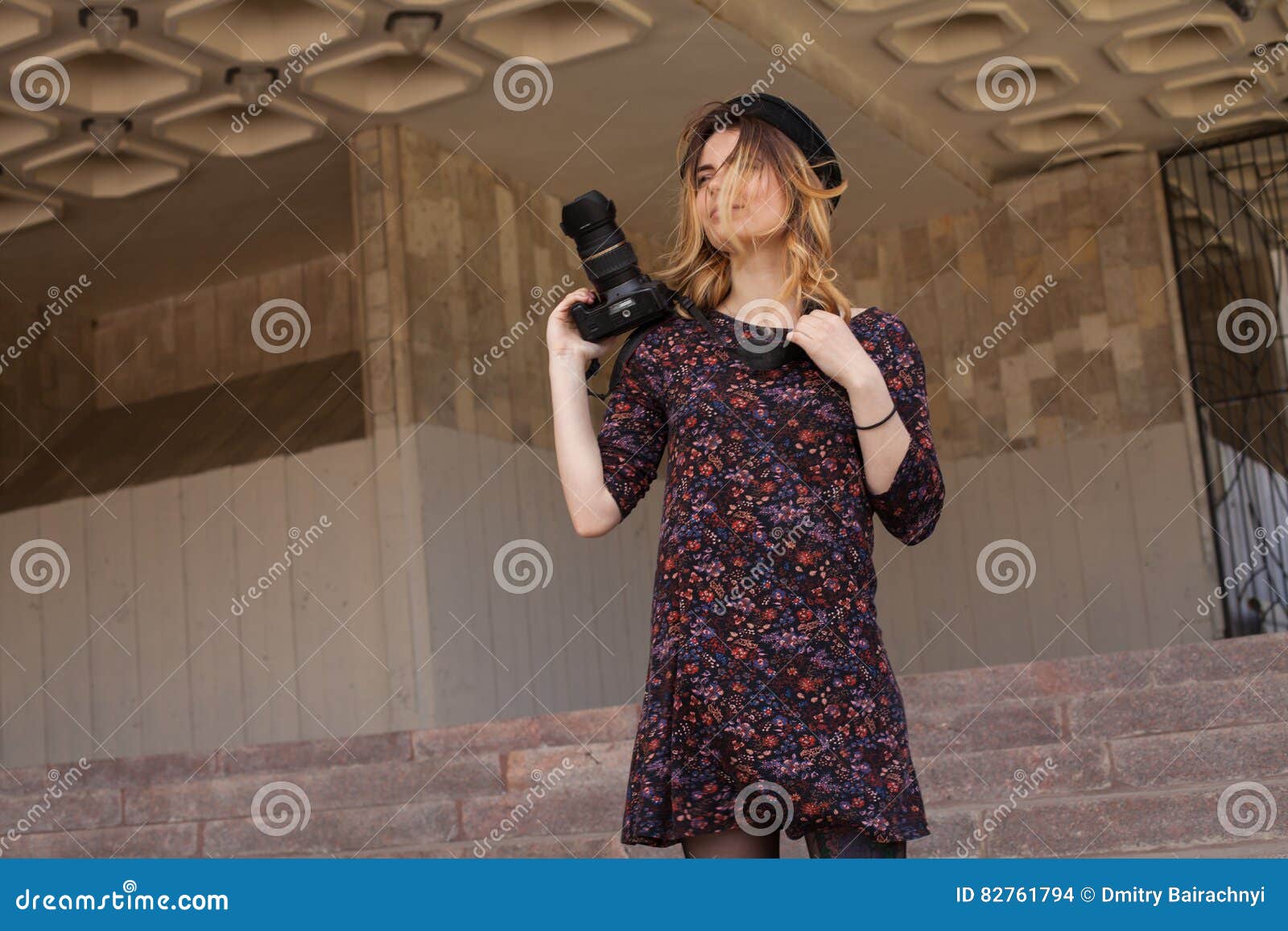 Girl with the Digital Camera Stock Photo - Image of hair, cheerful ...