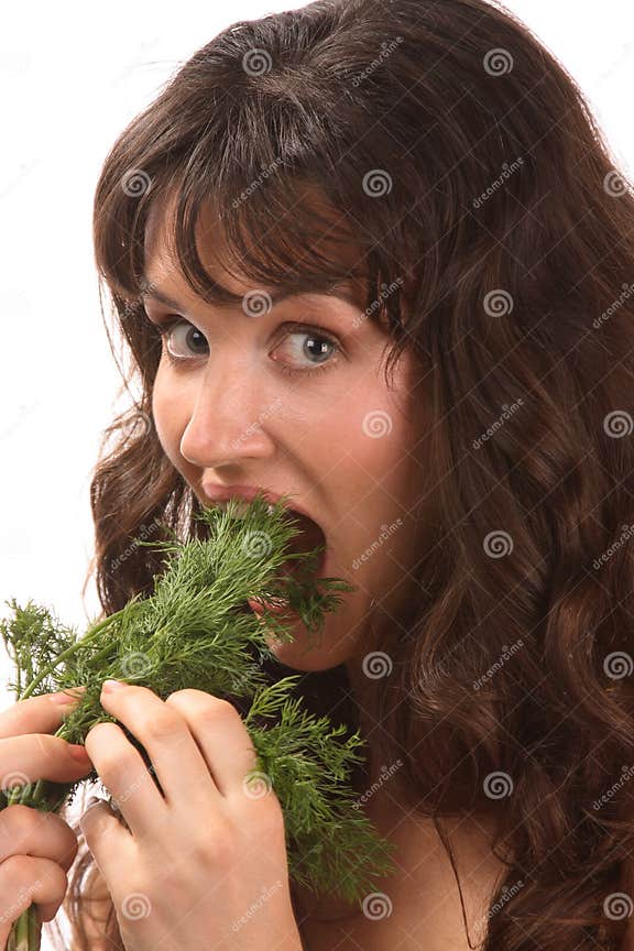 Girl and dill stock image. Image of dieting, kitchen, cooking - 4069857