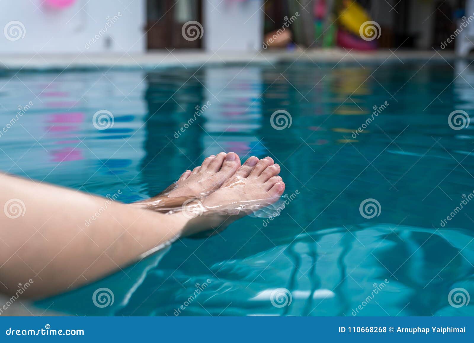 The Girl Dipping Feet in the Pool Stock Photo - Image of soft, travel ...