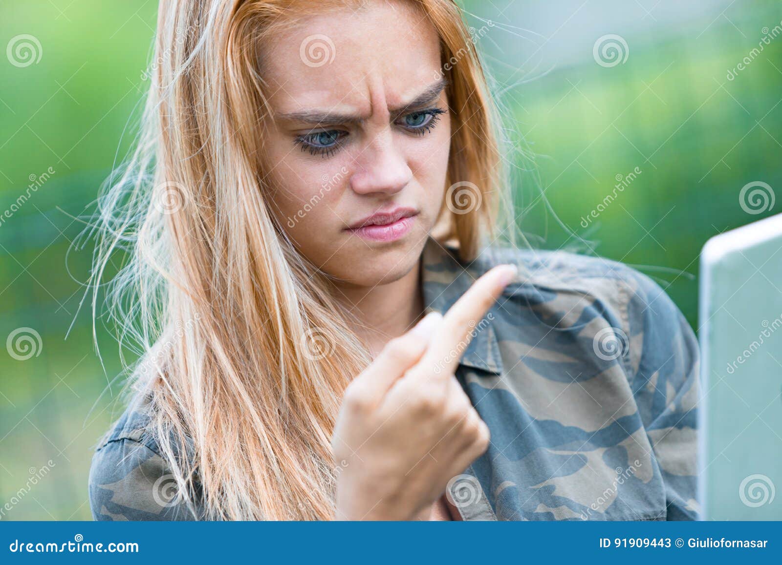 Girl Disgusted By Something On Her Finger Stock Image Image Of