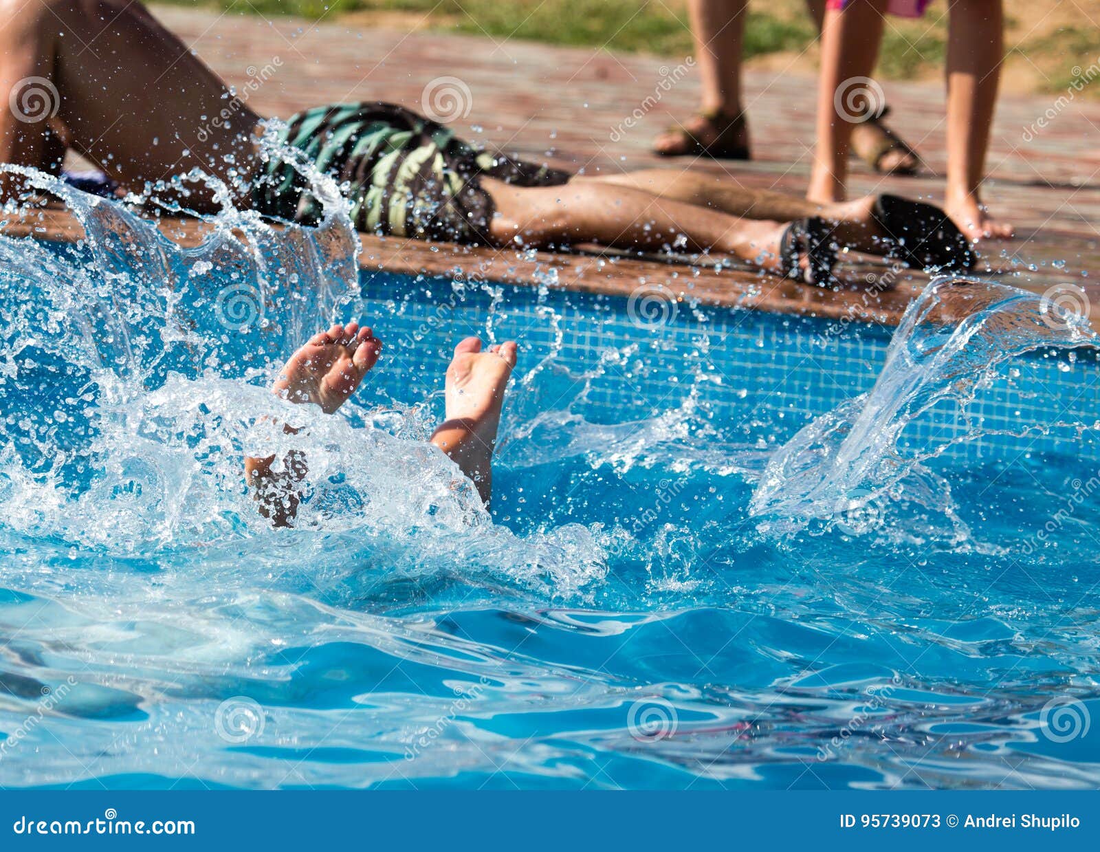 Girl dives in the pool stock image. Image of athletic - 95739073