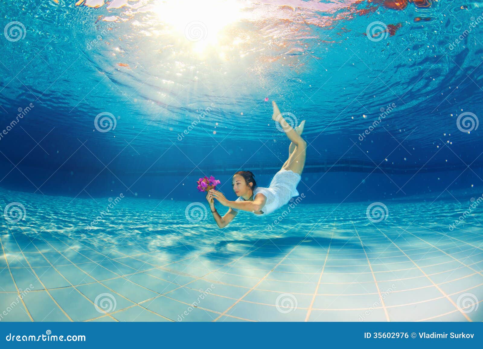 Girl diving in the pool stock photo. Image of balance - 35602976