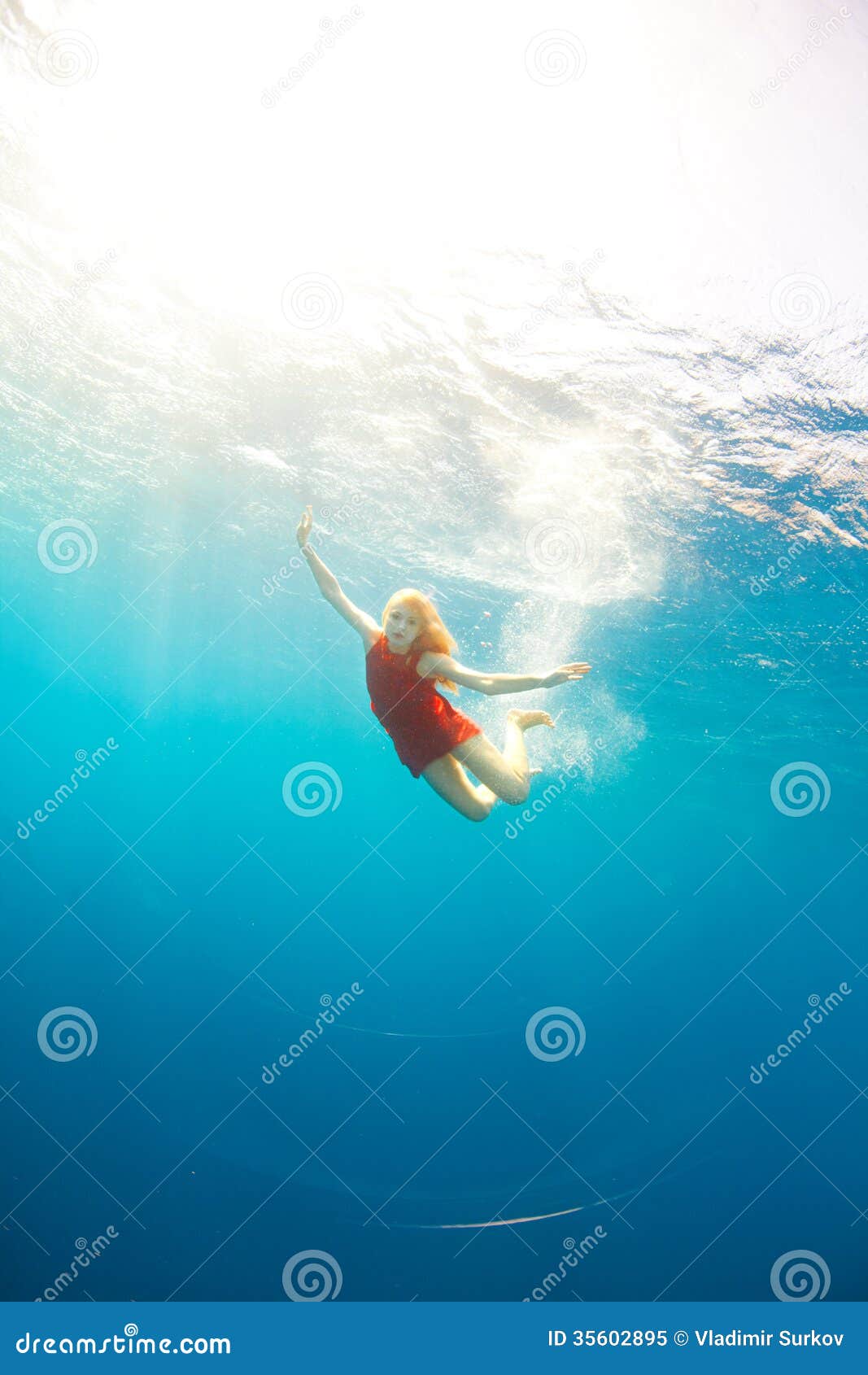 Girl diving under the sea stock image. Image of beautiful - 35602895