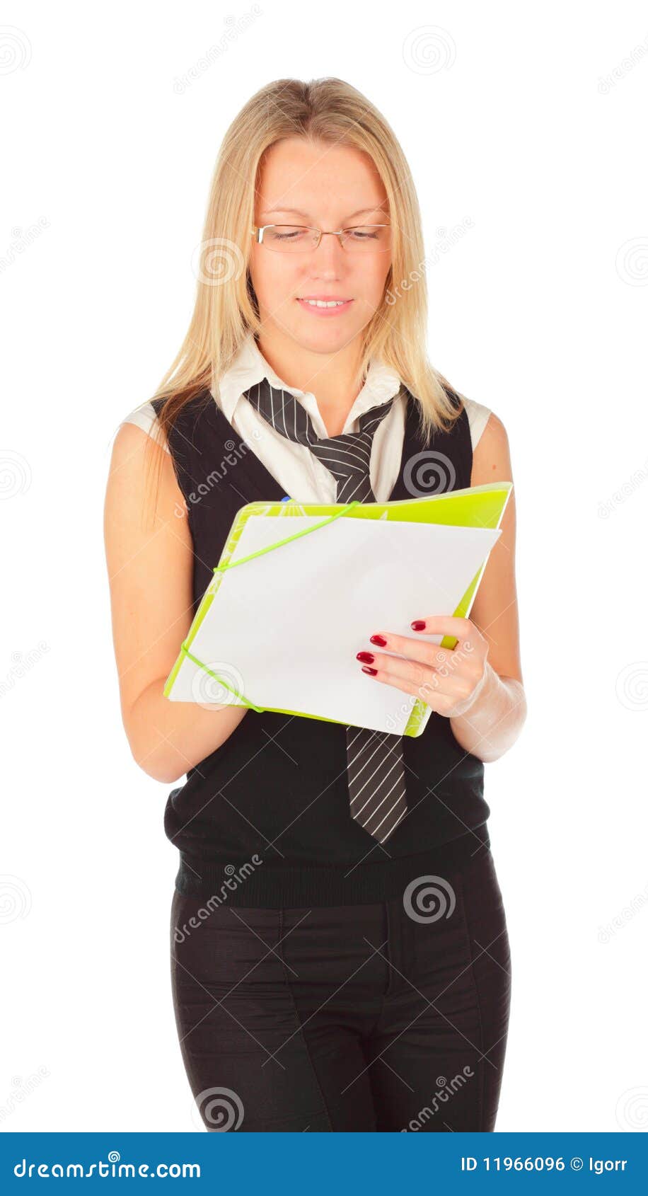 Girl with documents stock photo. Image of portrait, female - 11966096