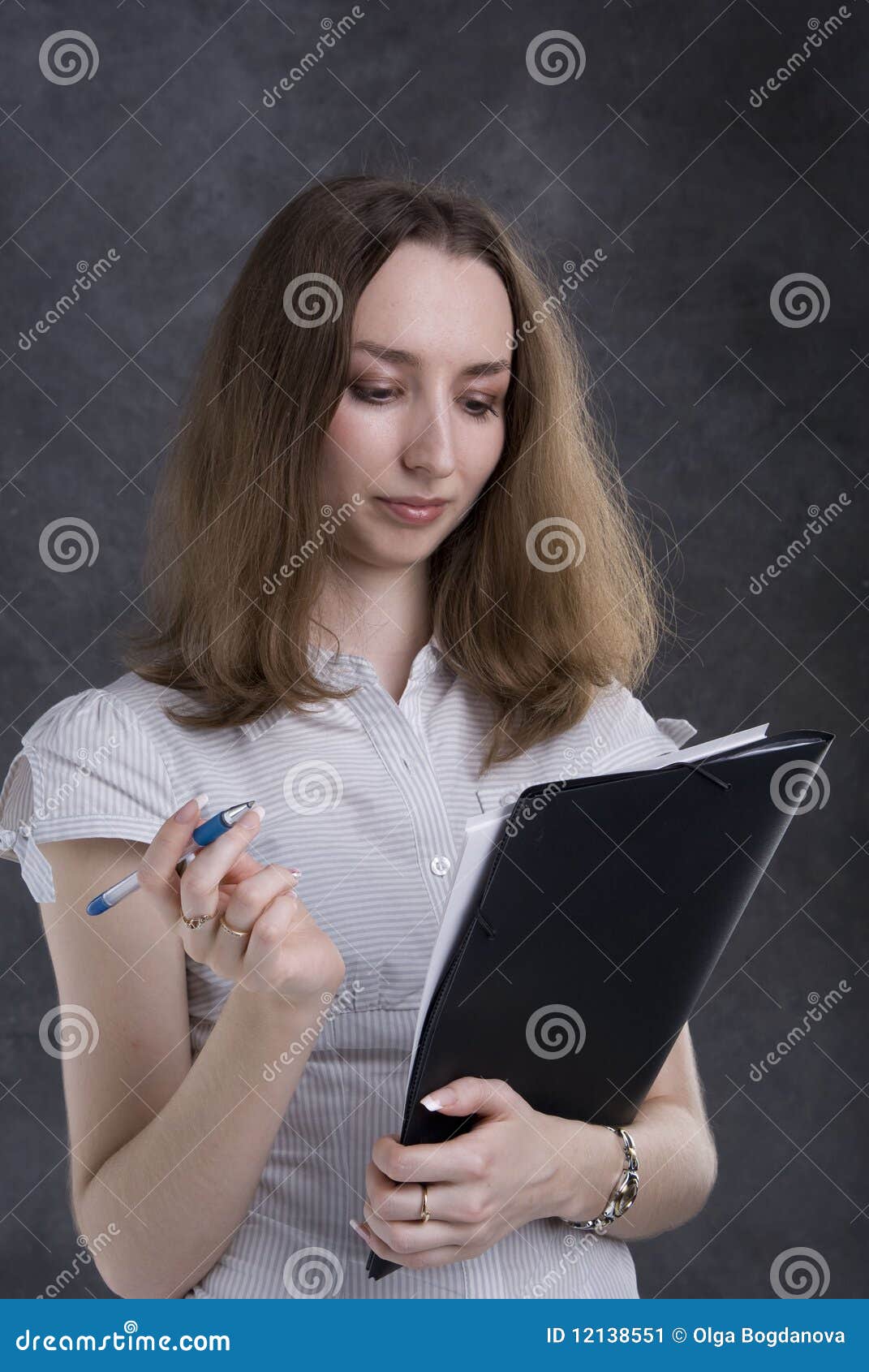 Girl and documents stock image. Image of beautifully - 12138551