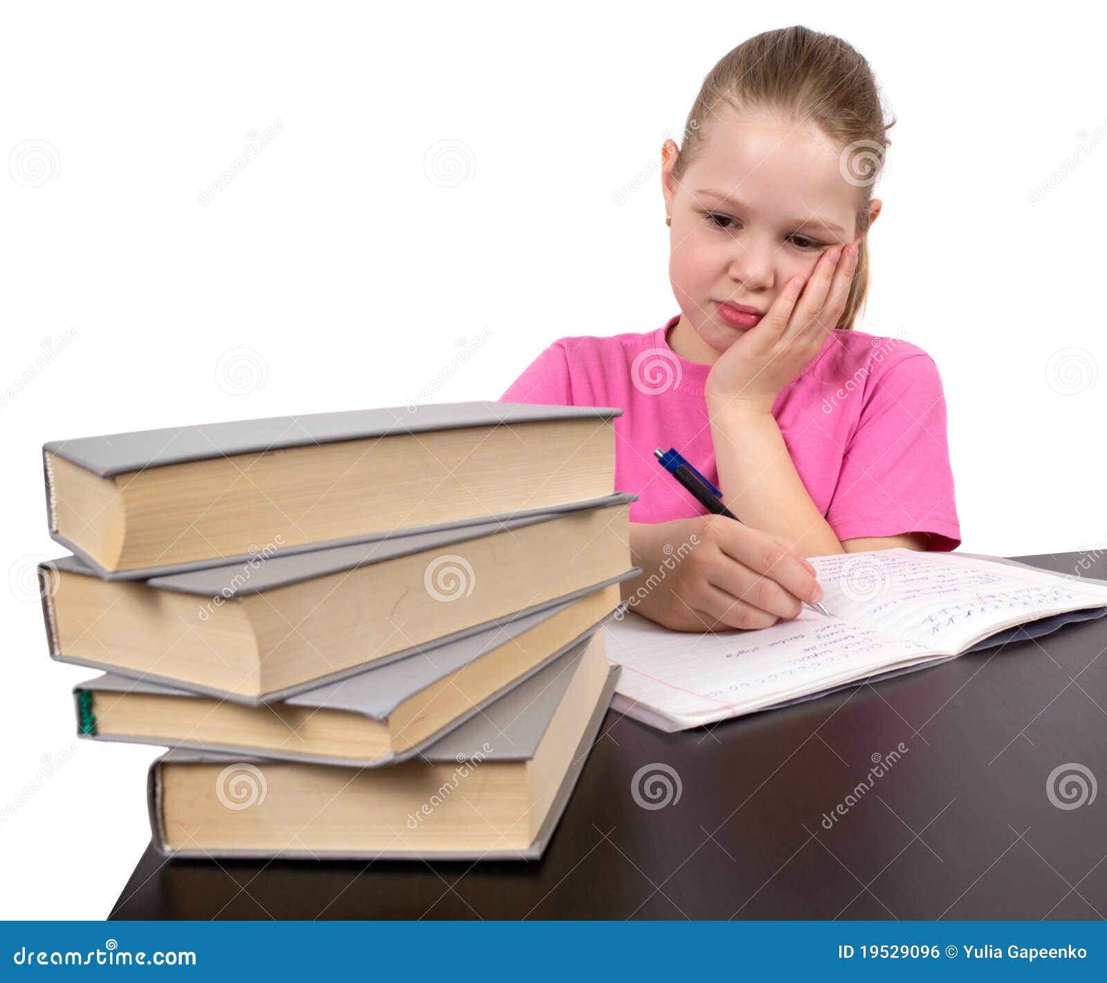 The girl does homework stock photo. Image of isolated - 19529096