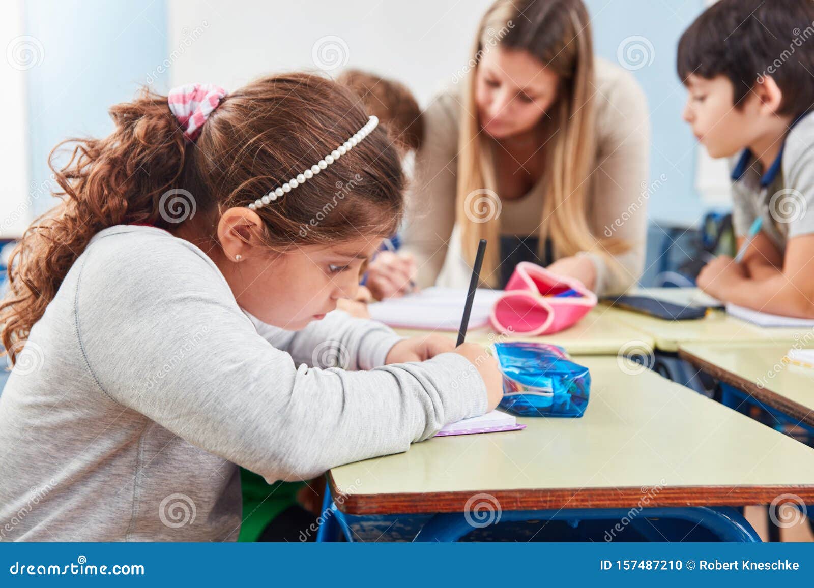 Girl Does Homework in Tuition Stock Photo - Image of full, lessons ...