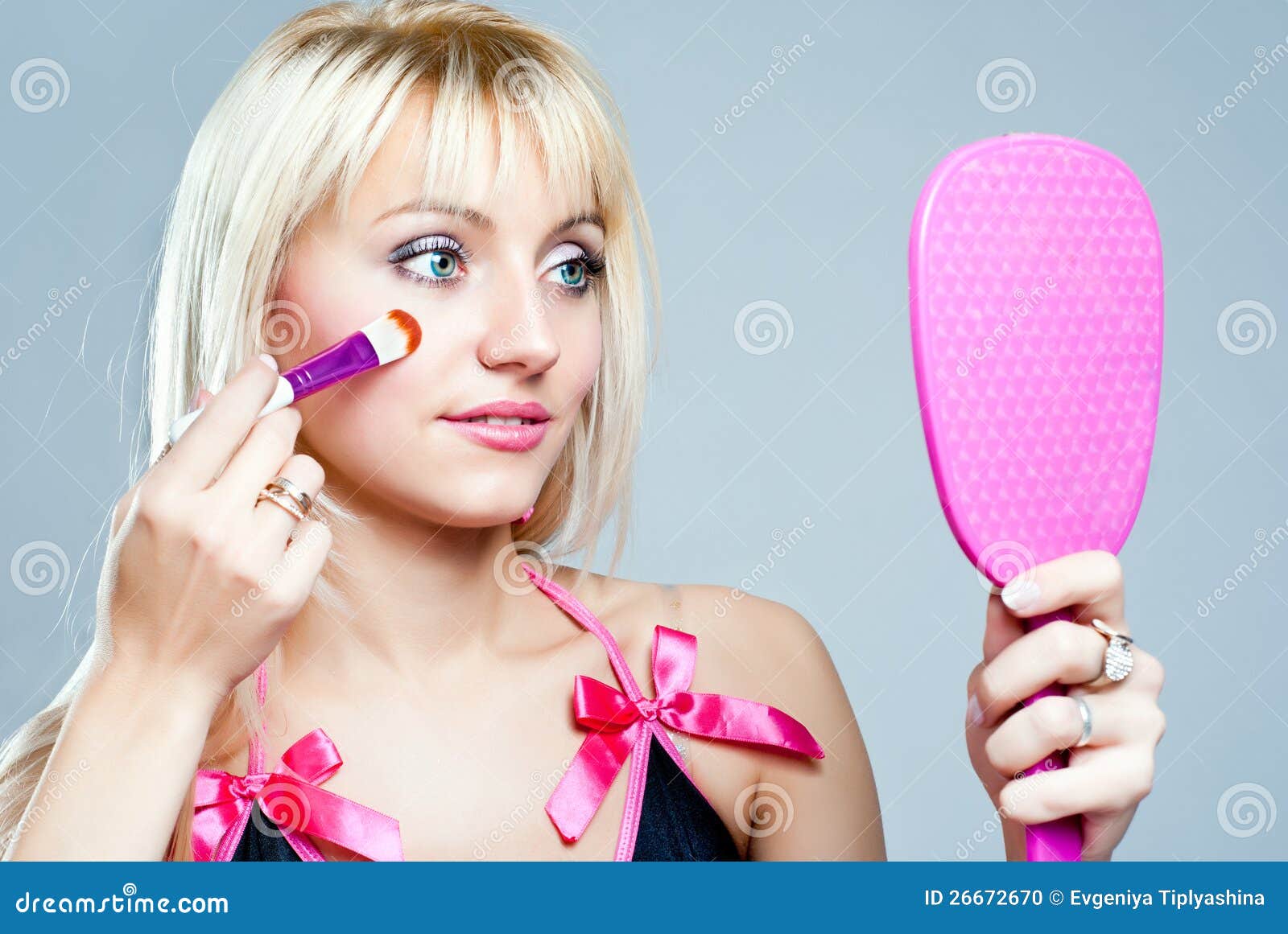 Girl does makeup stock photo. Image of healthy, eyes - 26672670