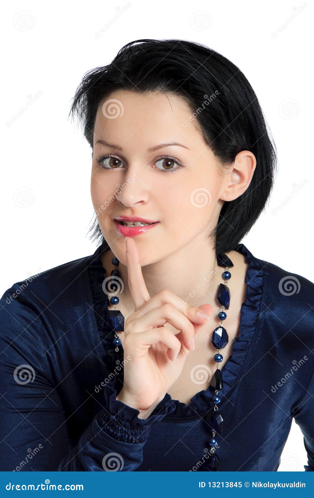 Girl Does Sign To Be Silent Stock Image - Image of banner, casual: 13213845