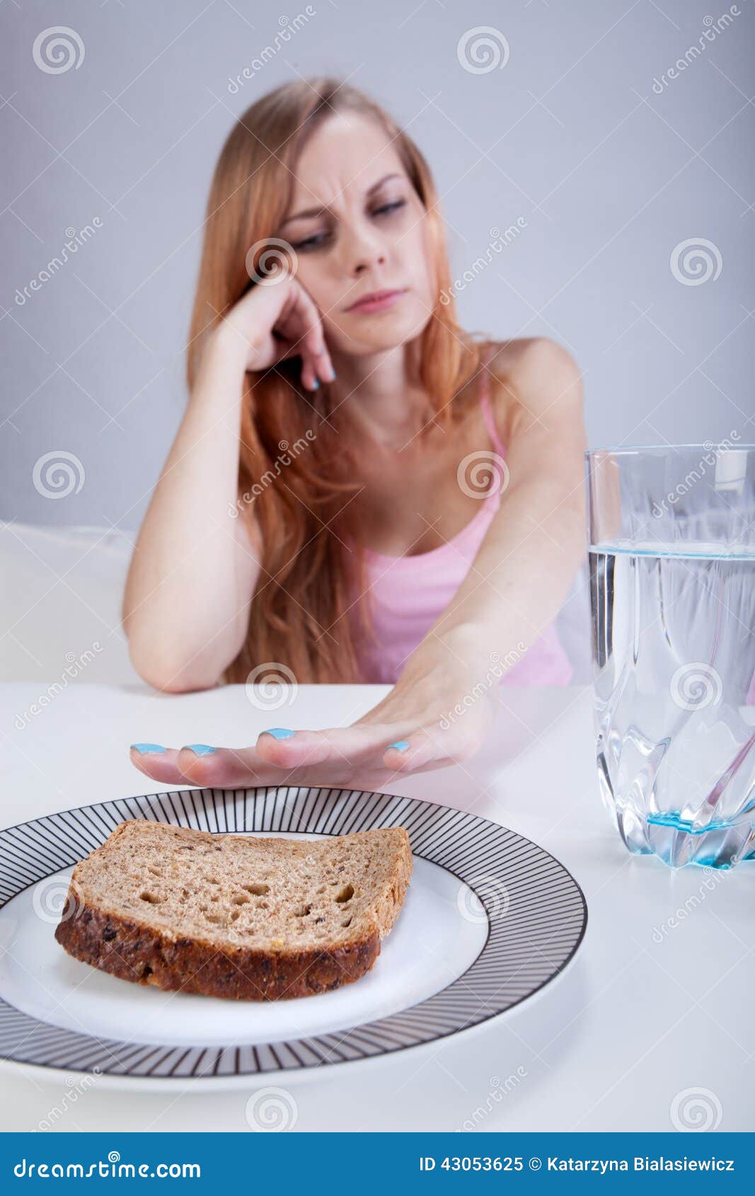 Girl doesn t eat breakfast stock image. Image of lonely - 43053625