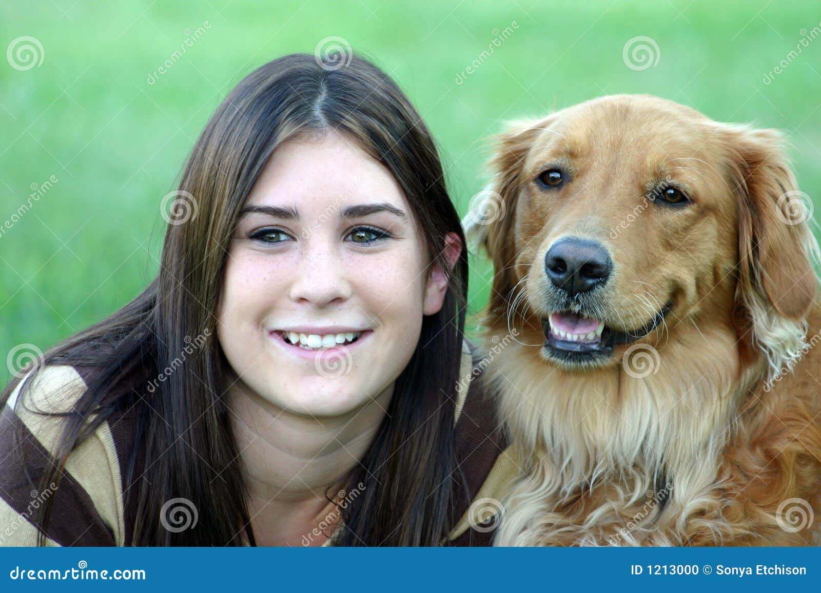 Girl and Dog stock photo. Image of dogs, grass, child - 1213000